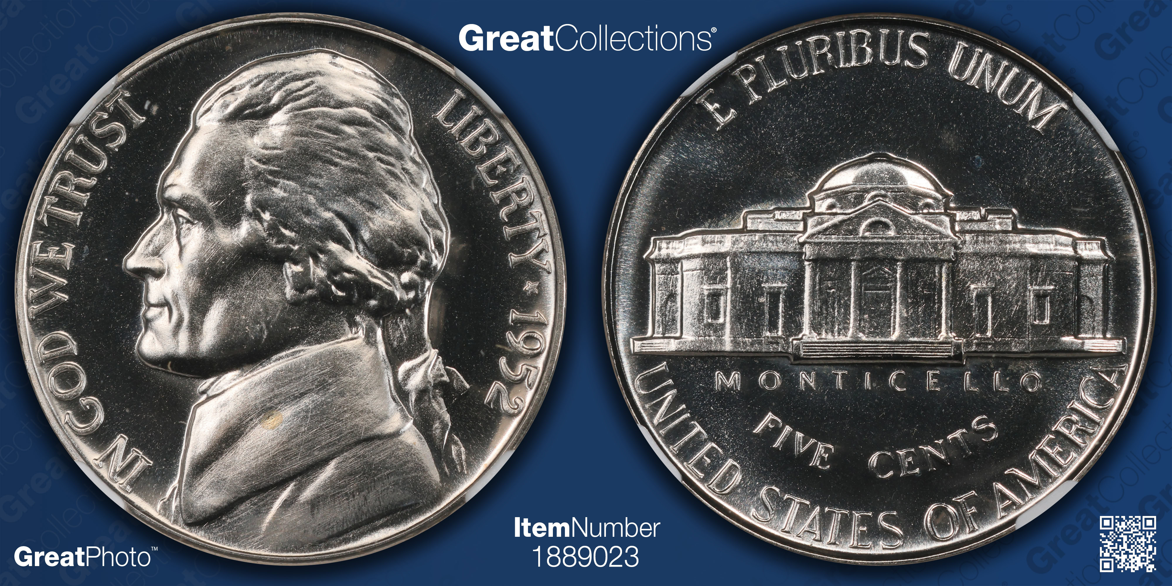 1952 Jefferson Nickel NGC Proof-68 (Item 1889023) | GreatCollections ...