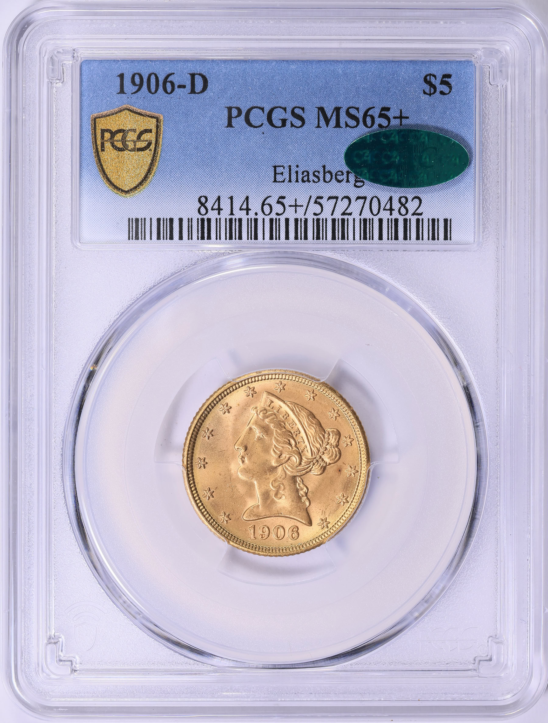 1906-D Liberty Gold Half Eagle PCGS MS-65+ (CAC Green) (Eliasberg ...