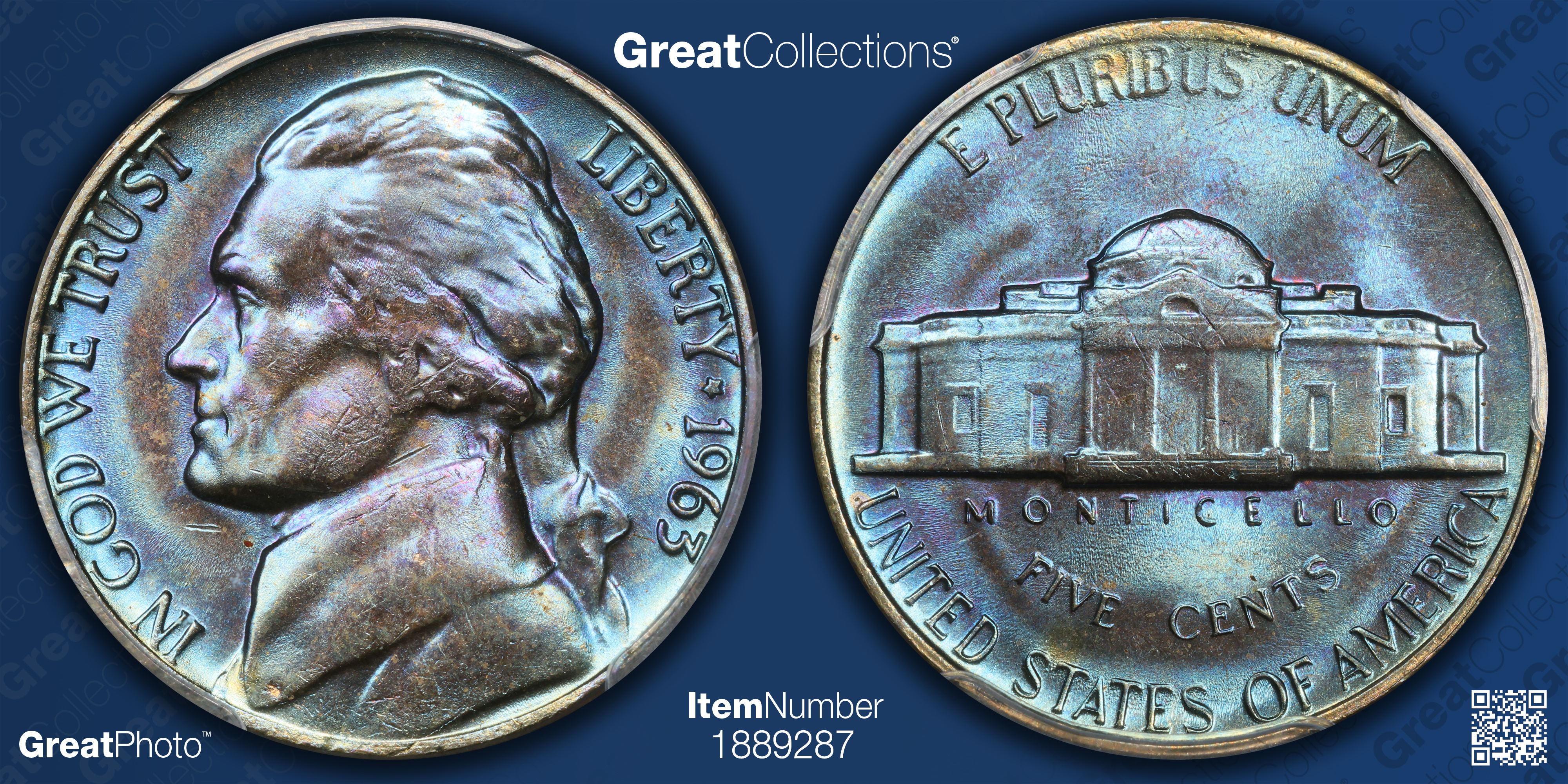 1963 Jefferson Nickel PCGS MS-65 (Toned) (Item 1889287 ...