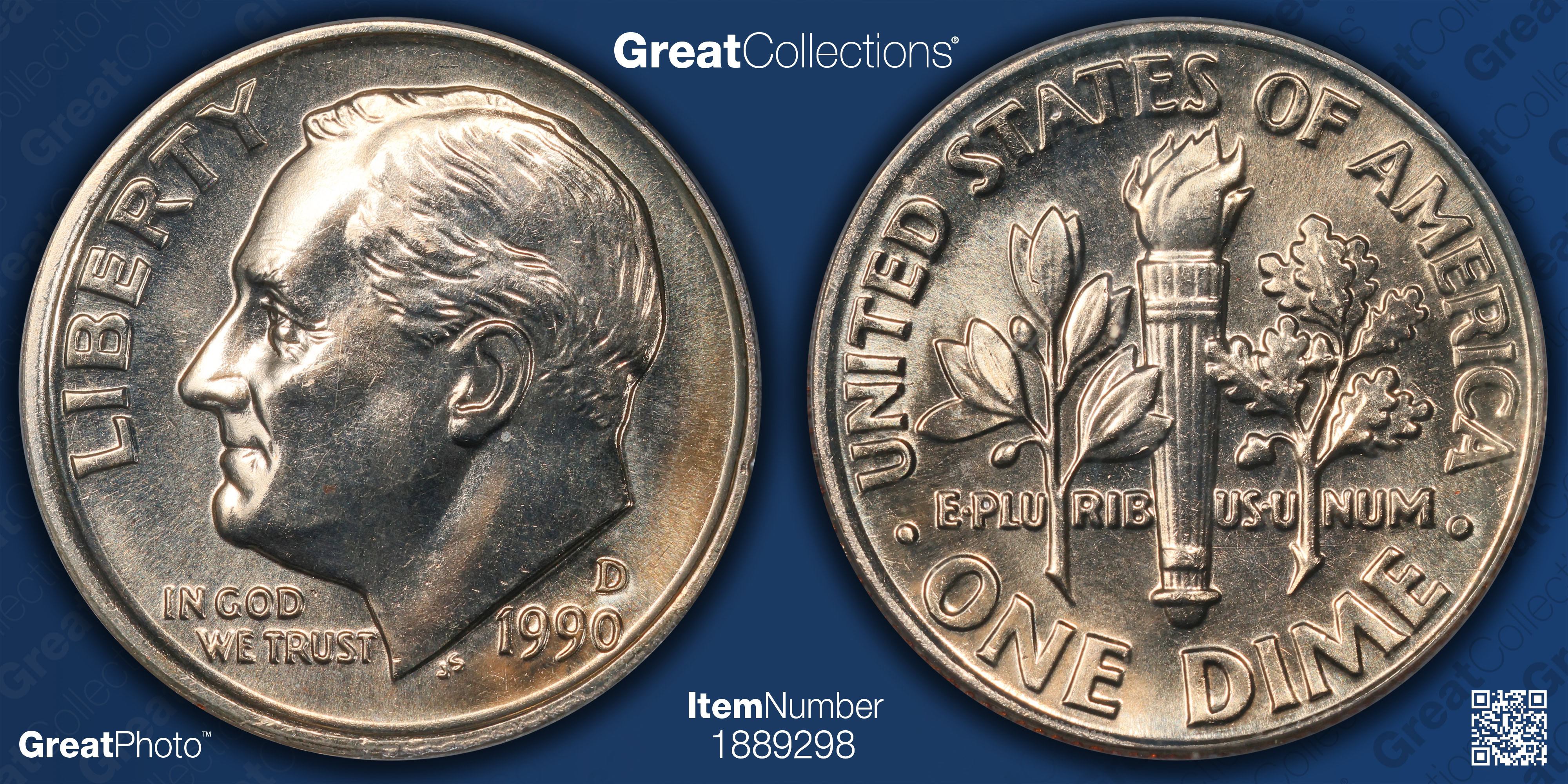 1990-D Roosevelt Dime PCGS MS-67 (Item 1889298) | GreatCollections Coin ...