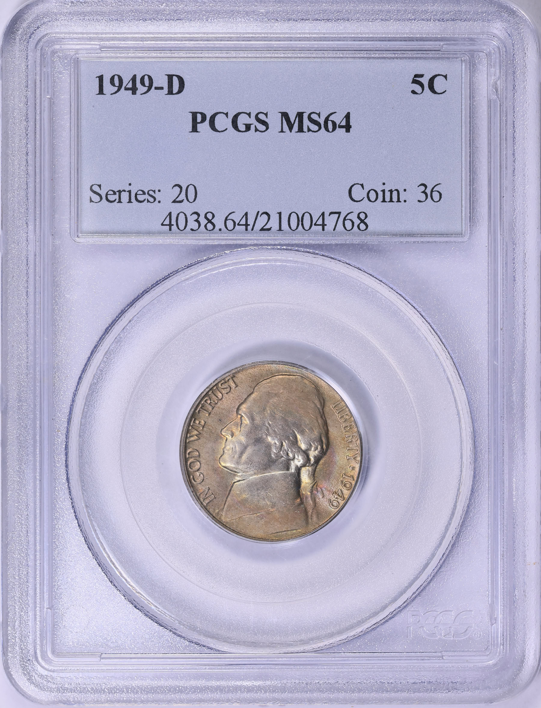 1949-D Jefferson Nickel PCGS MS-64 (Toned) (Item 1889351 ...