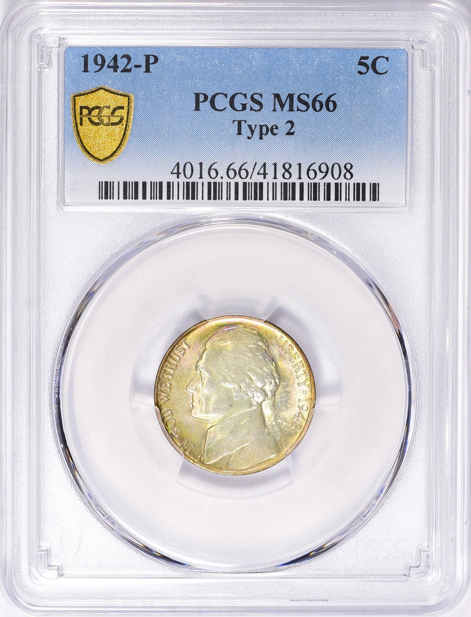 1942-P Jefferson Nickel Type 2 PCGS MS-66 (Toned) (Item 1889508 ...