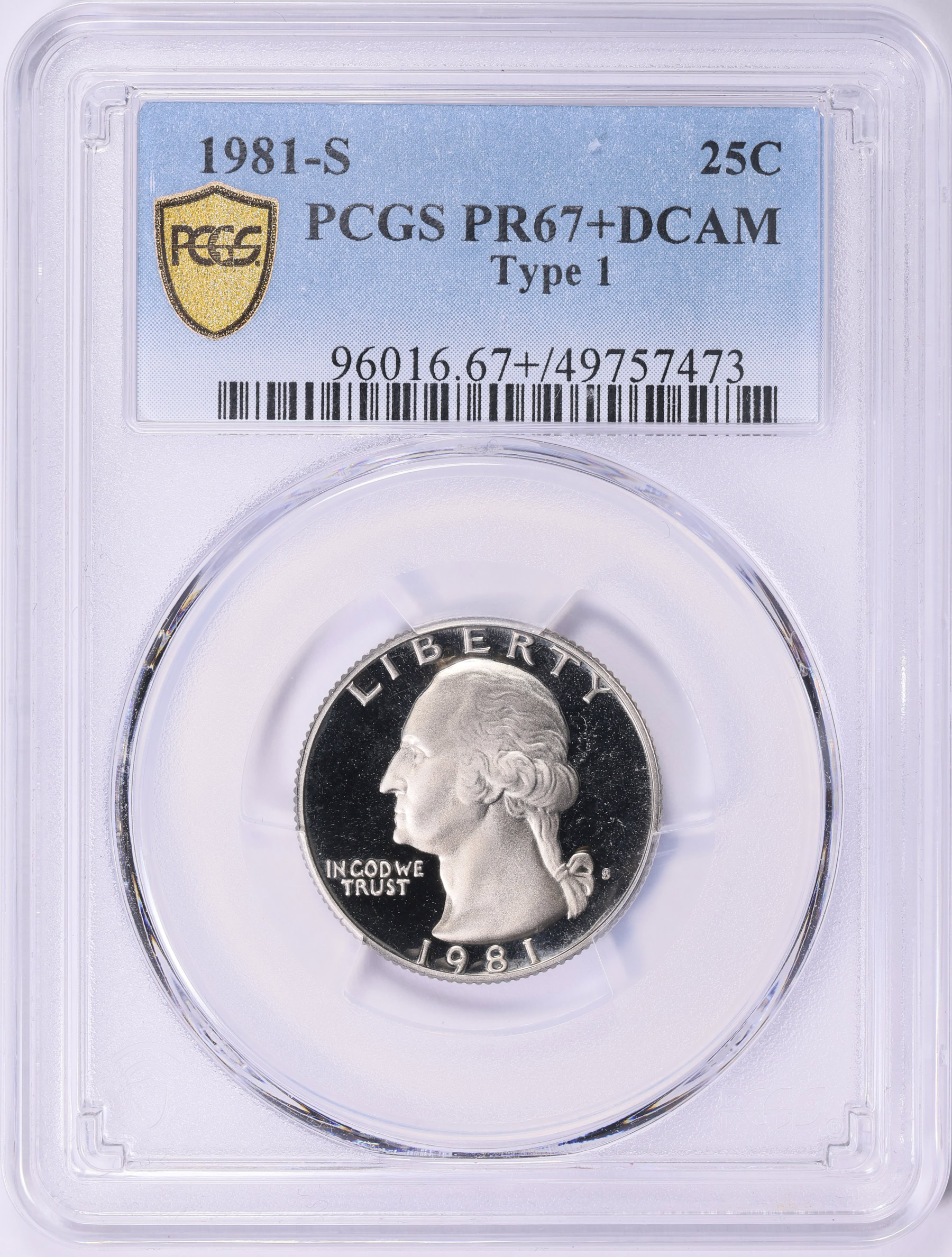 1981-S Washington Quarter Type 1 PCGS Proof-67+ DCAM (Item 1889573 ...
