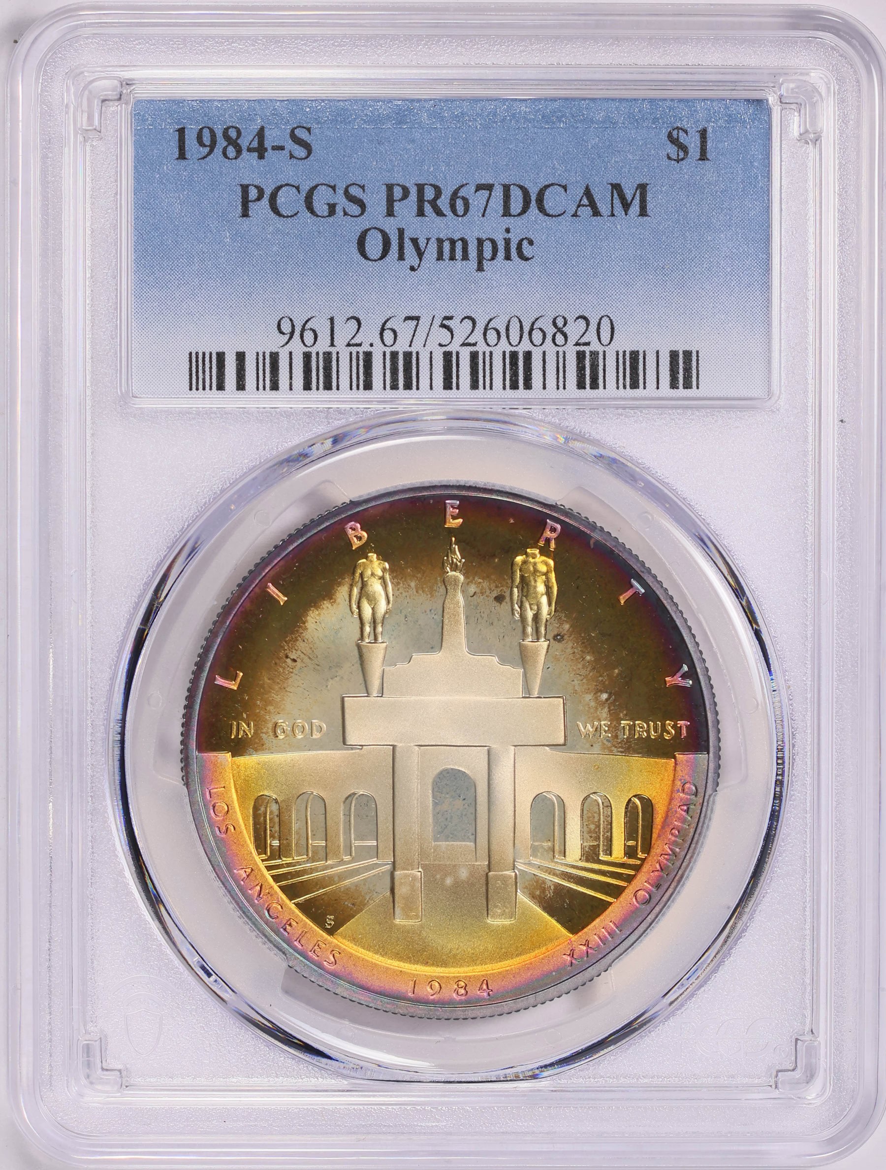 1984-S Los Angeles XXIII Olympiad Coliseum Silver Dollar PCGS Proof-67 ...