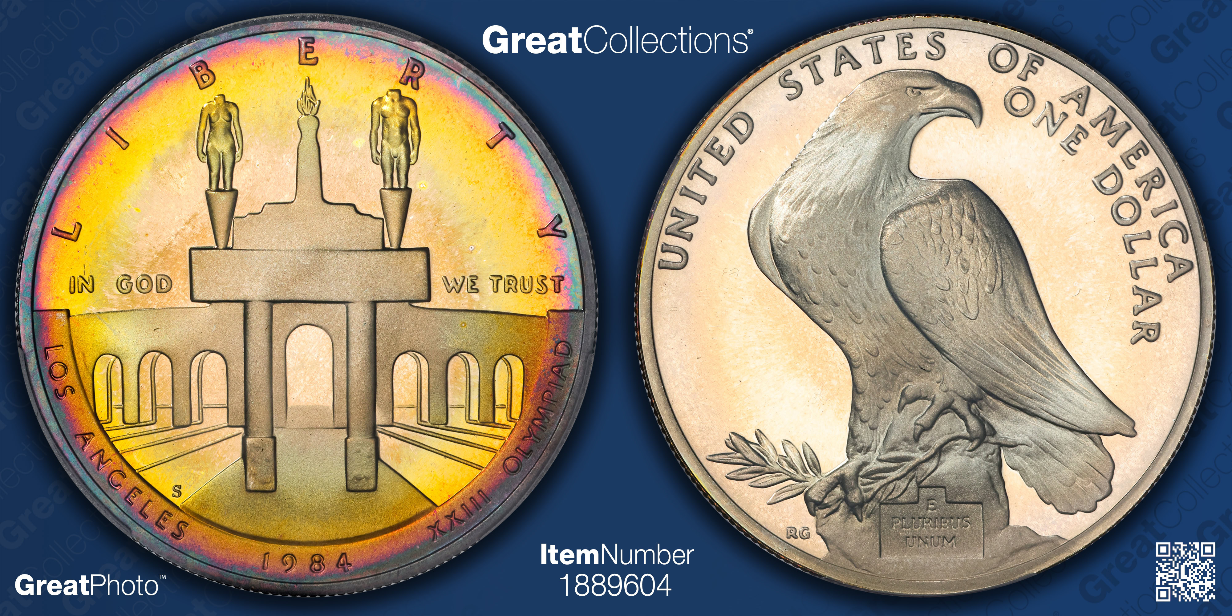 1984-S Los Angeles XXIII Olympiad Coliseum Silver Dollar PCGS Proof-67 ...
