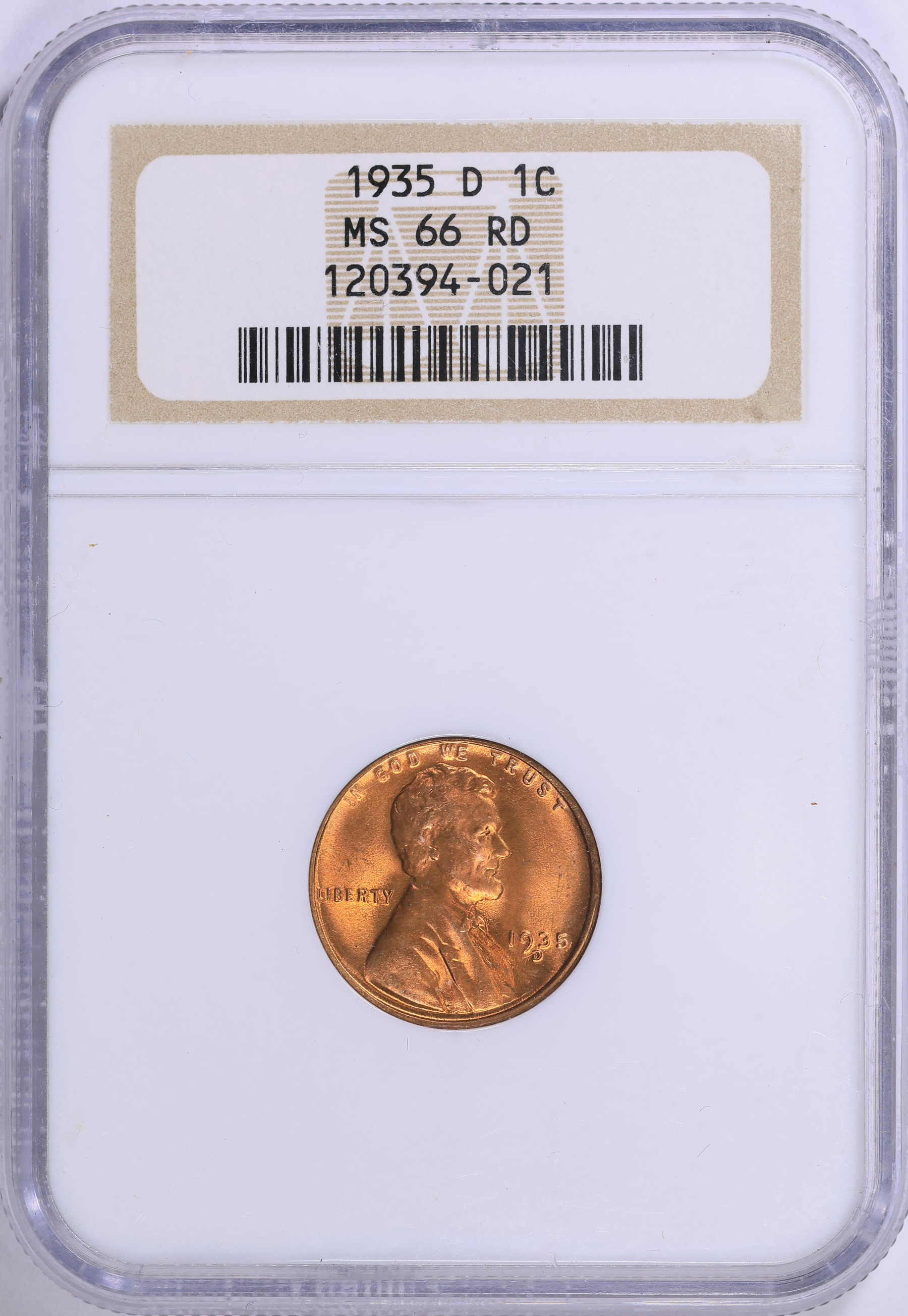 1935-D Lincoln Cent NGC MS-66 RD (Item 1889677) | GreatCollections Coin Auctions