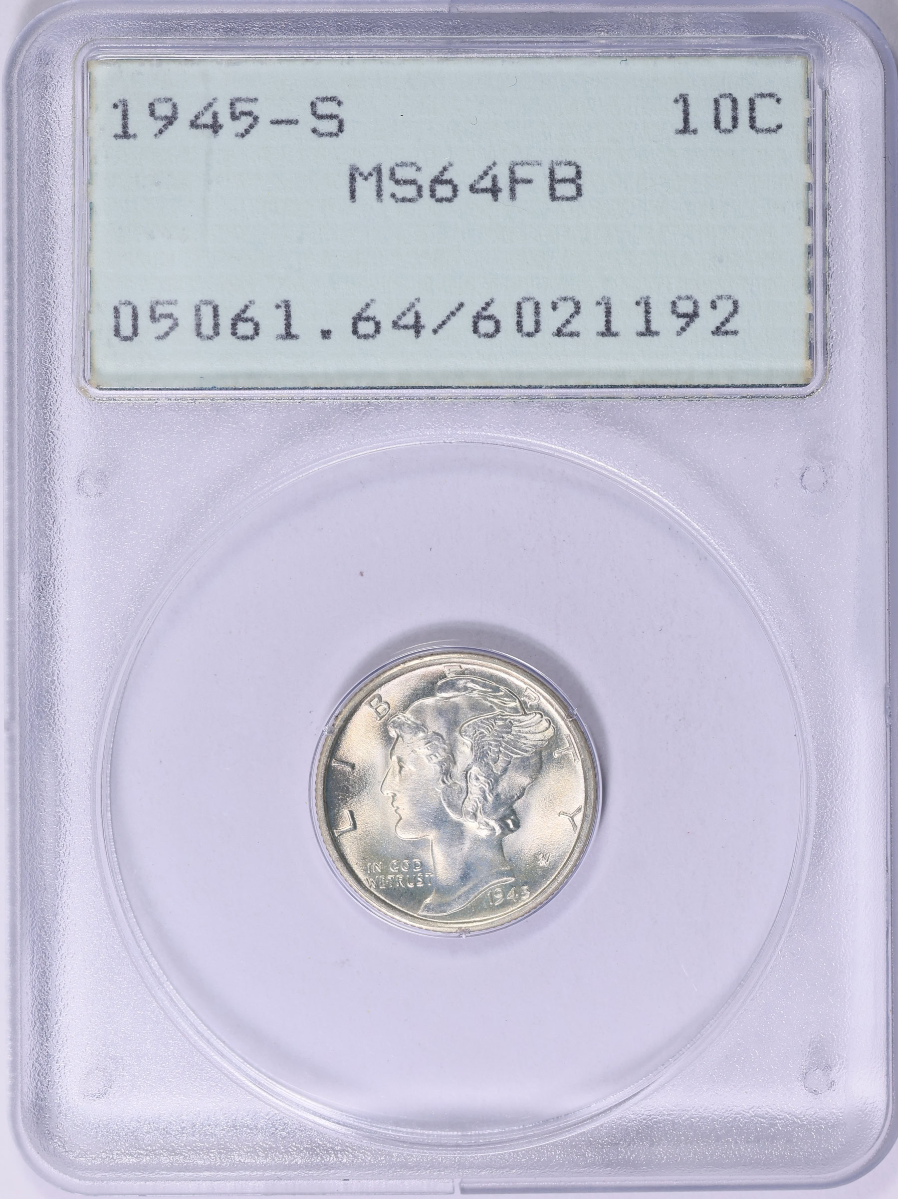 1945-S Mercury Dime PCGS MS-64 FB OGH (1st Gen) (Item 1889685) | GreatCollections Coin Auctions