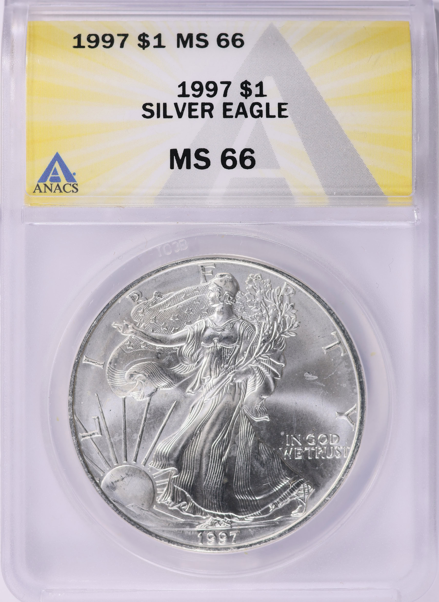 1997 $1 Silver Eagle ANACS MS-66 (Item 1889771) | GreatCollections Coin ...