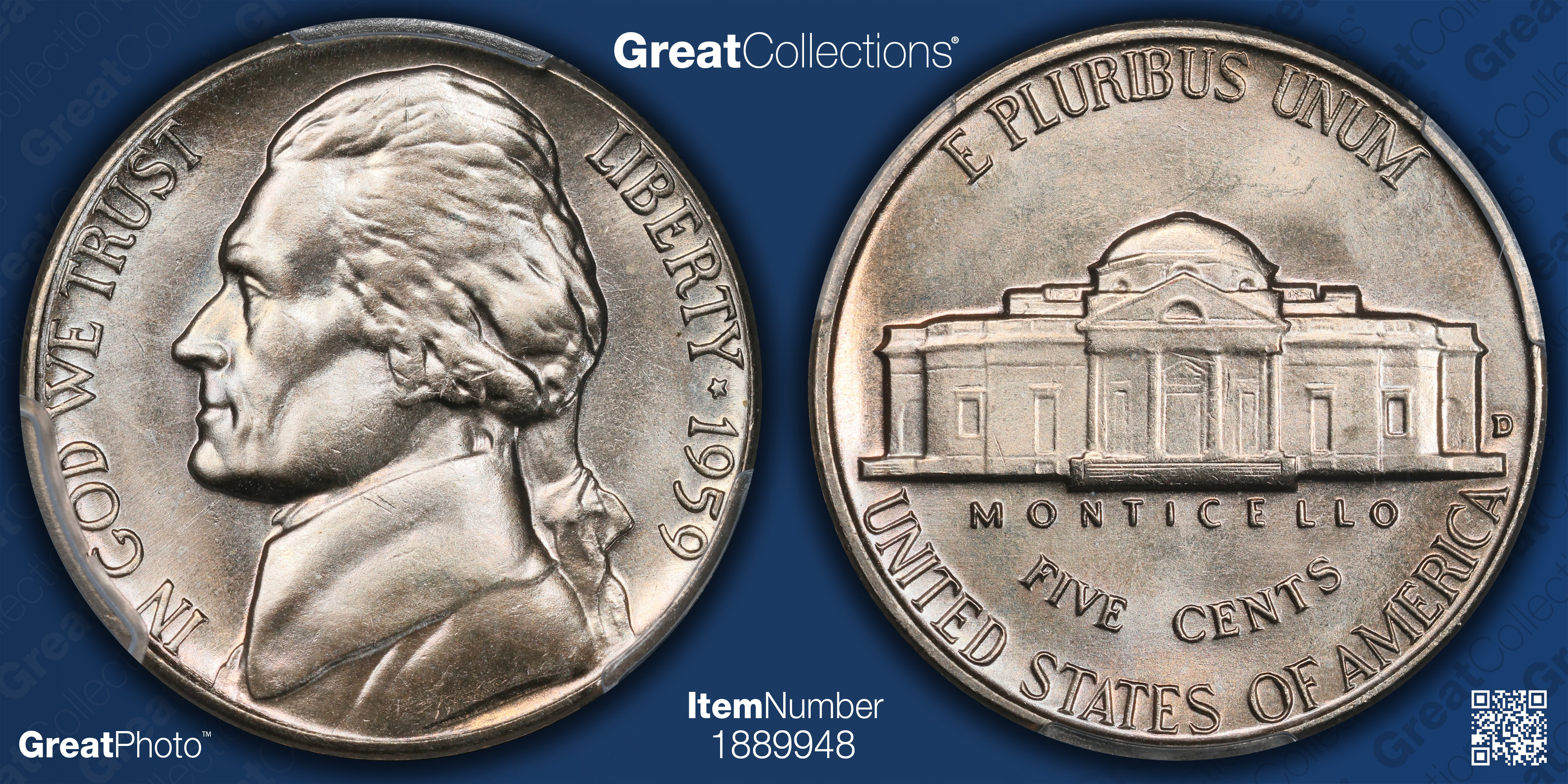 1959-D Jefferson Nickel PCGS MS-67 (Item 1889948) | GreatCollections ...