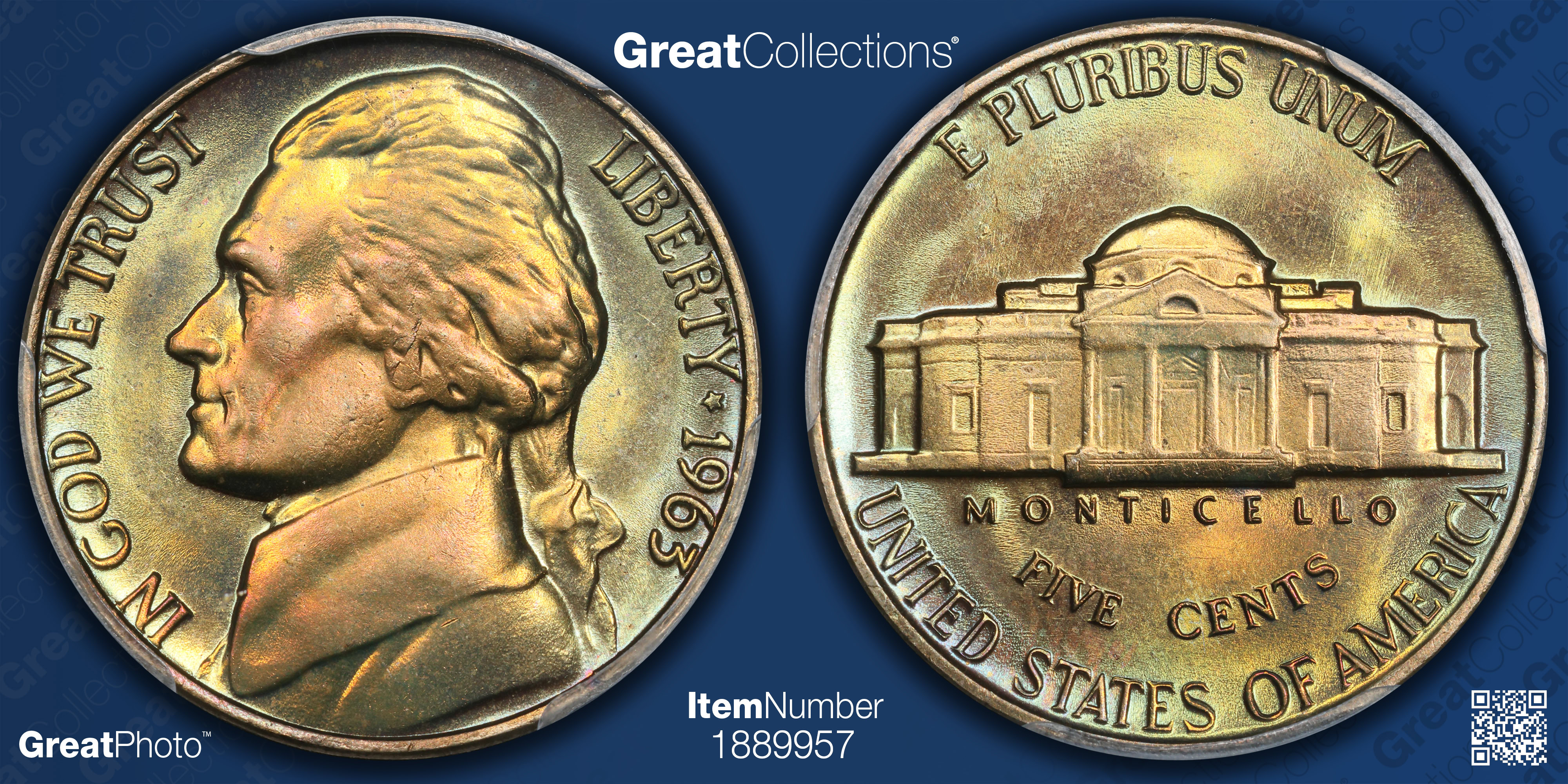 1963 Jefferson Nickel PCGS MS-67+ (Toned) (Item 1889957 ...