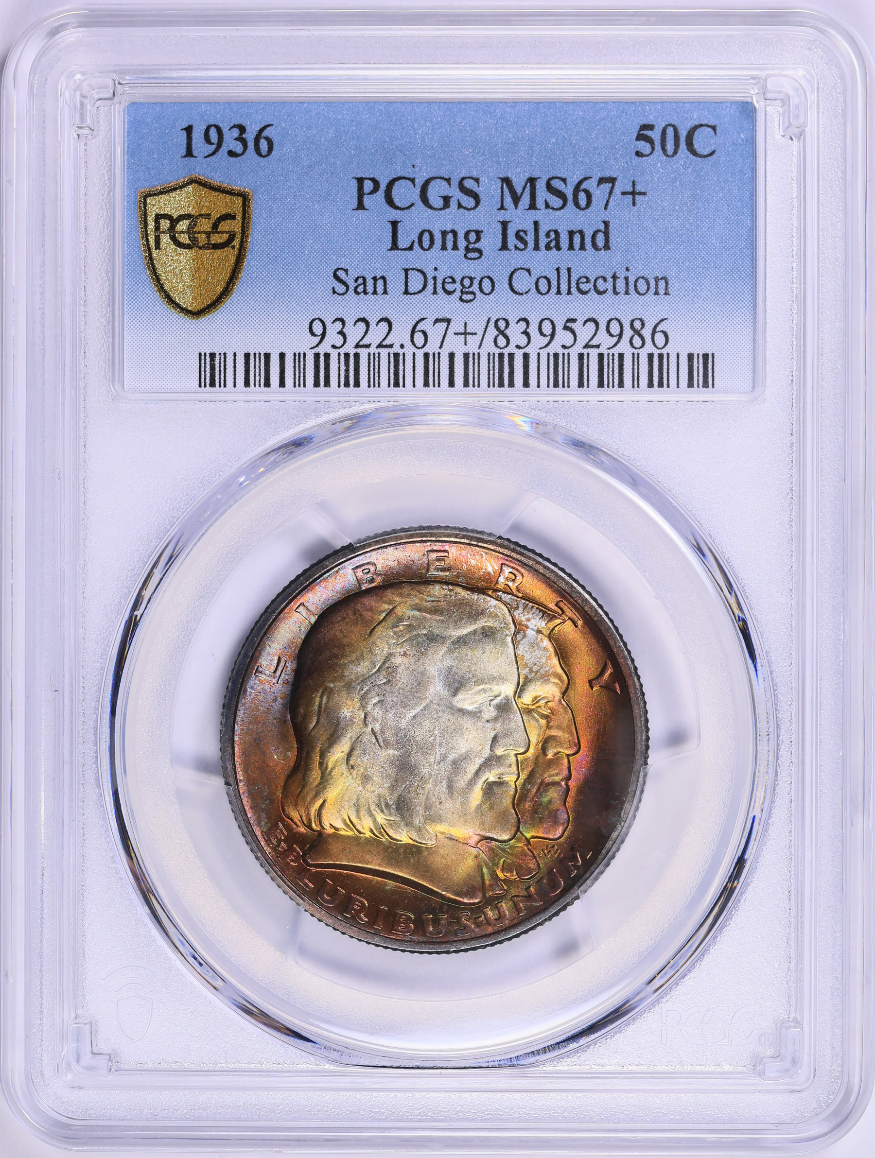 1936 Long Island Tercentenary Half Dollar PCGS MS-67+ (Toned) (San ...