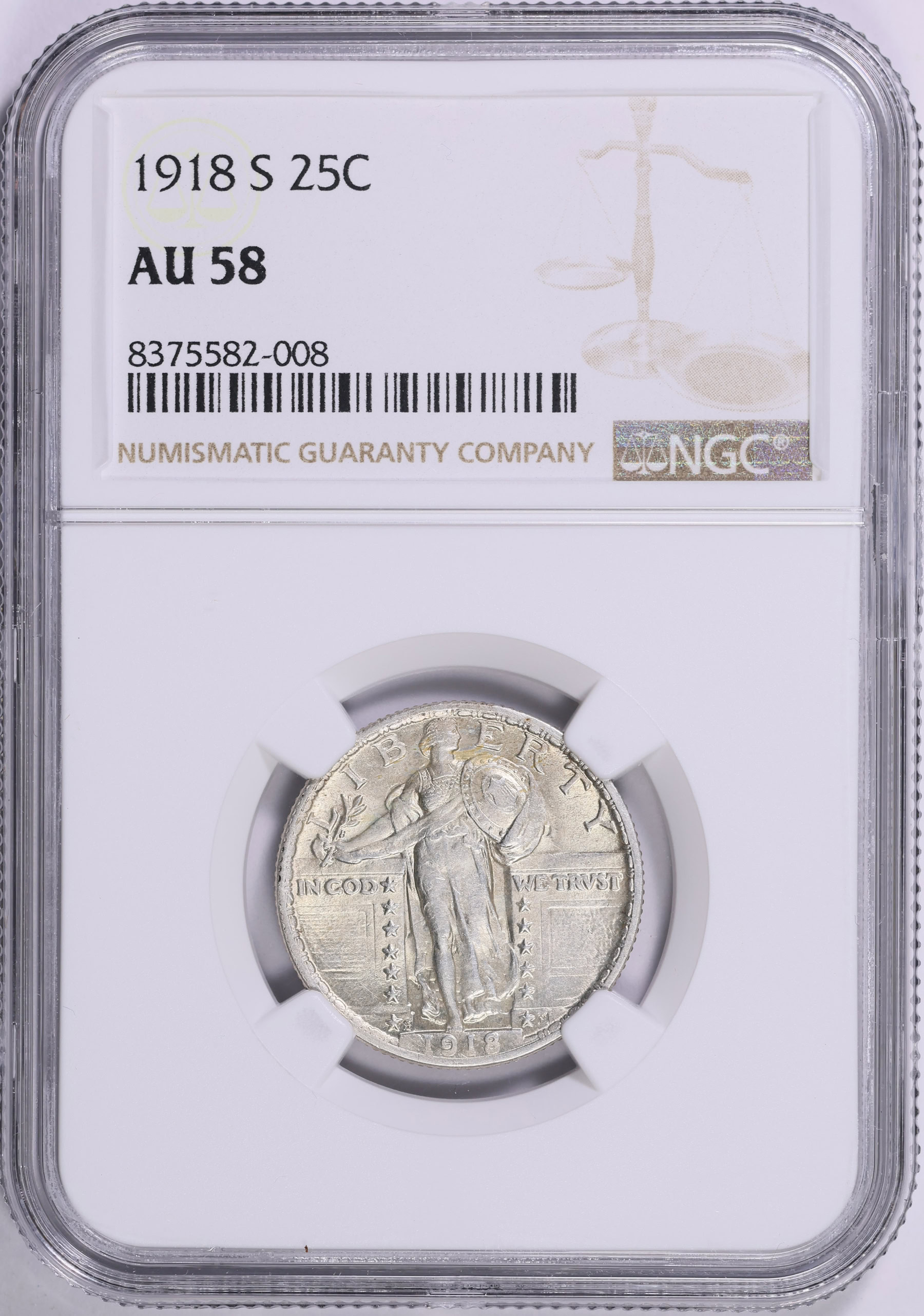 1918-S Standing Liberty Quarter NGC AU-58 (Item 1890296 ...