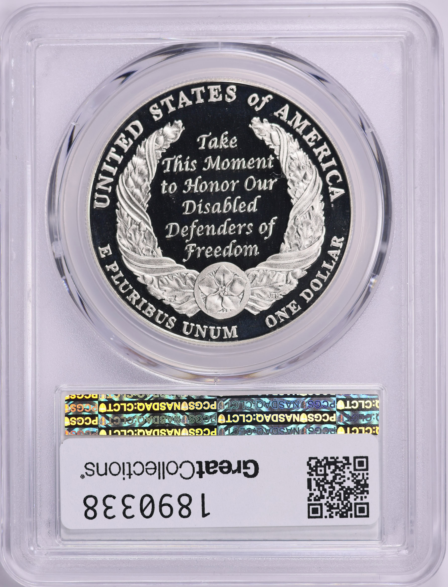 2010-W American Veterans Disabled for Life Silver Dollar PCGS Proof-70 ...