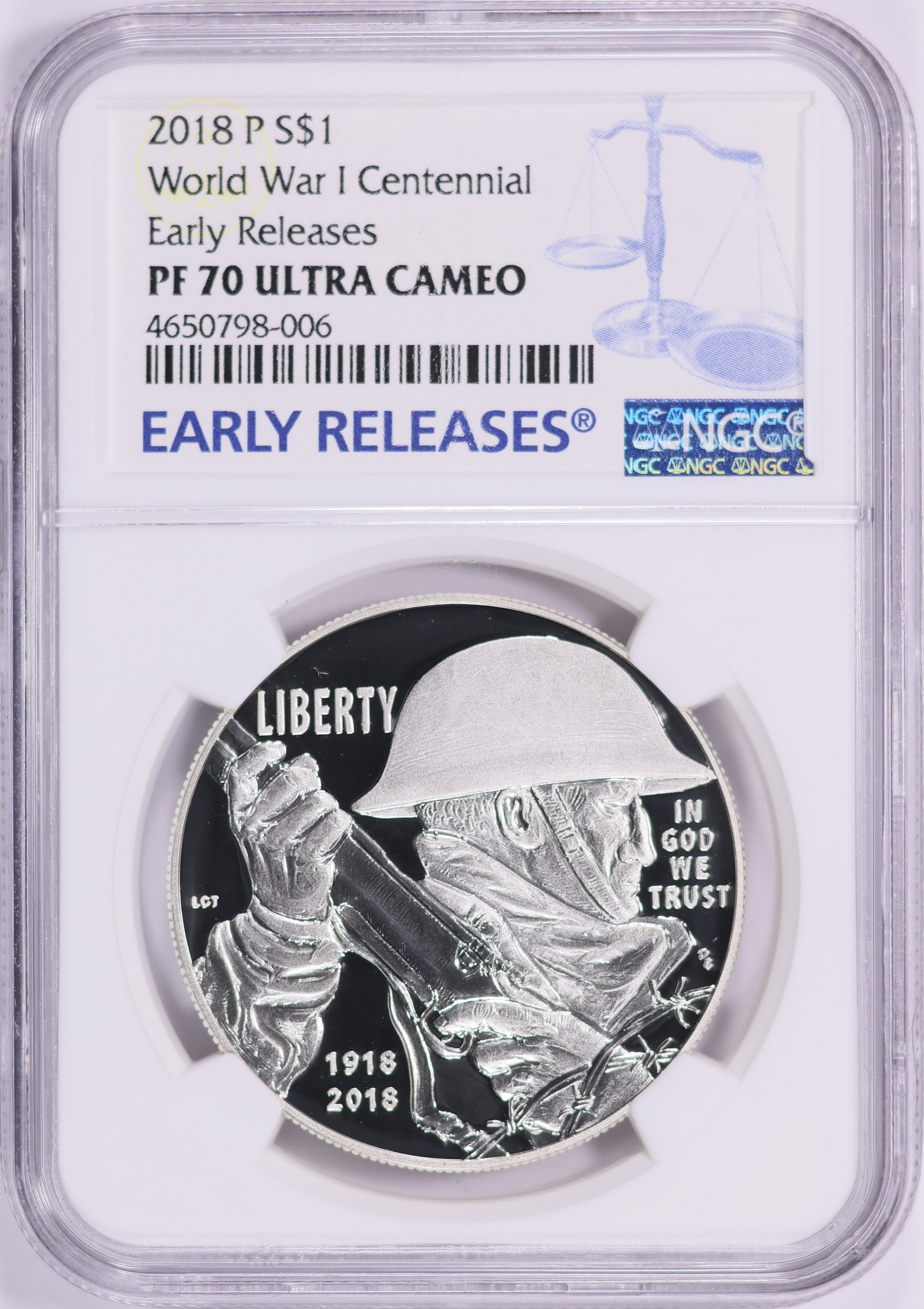 2018-P World War I WWI Centennial Silver Dollar Early Releases NGC ...