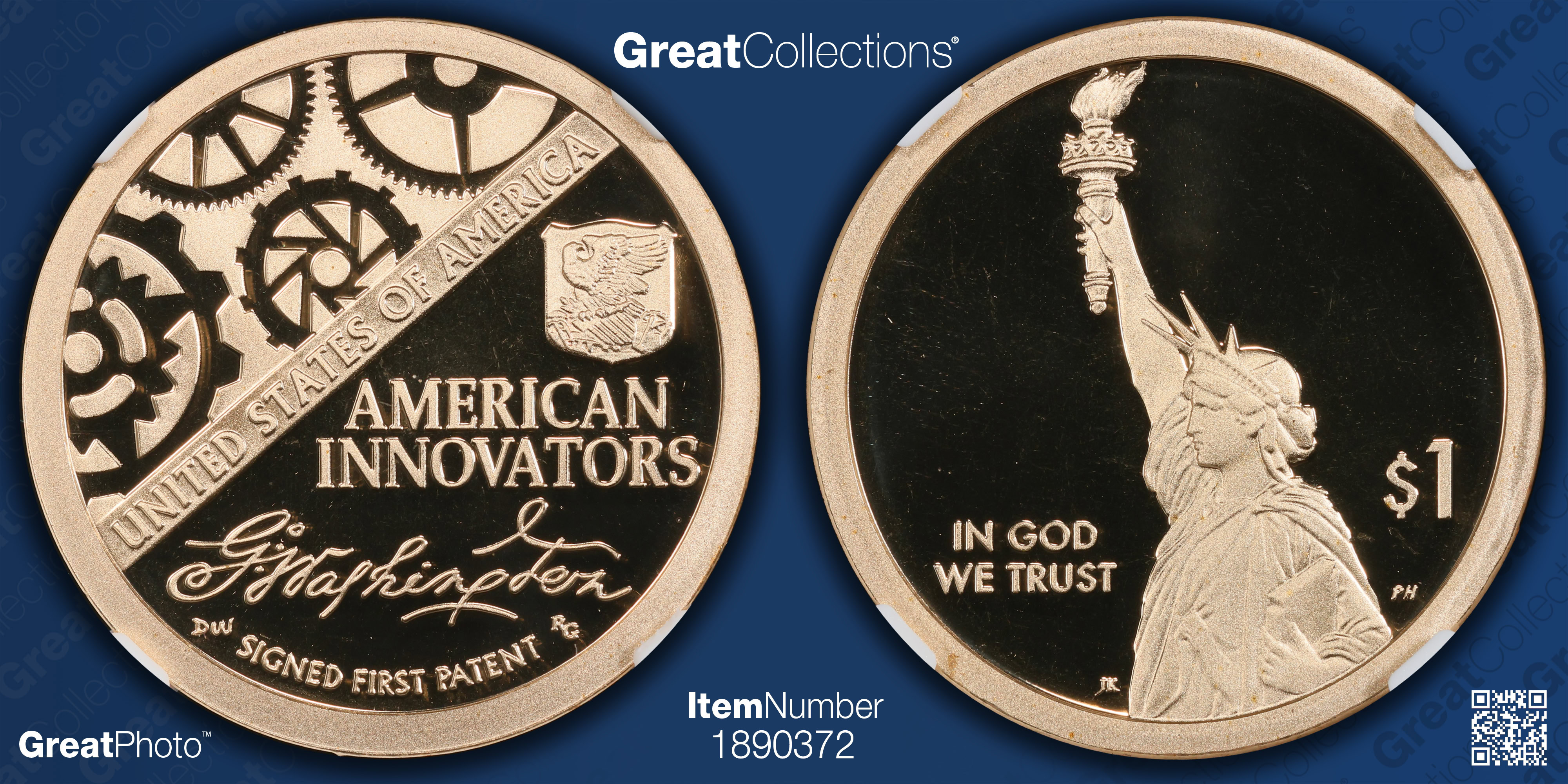 2018-S Innovation Dollar Washington Signed 1st Patent First Releases ...