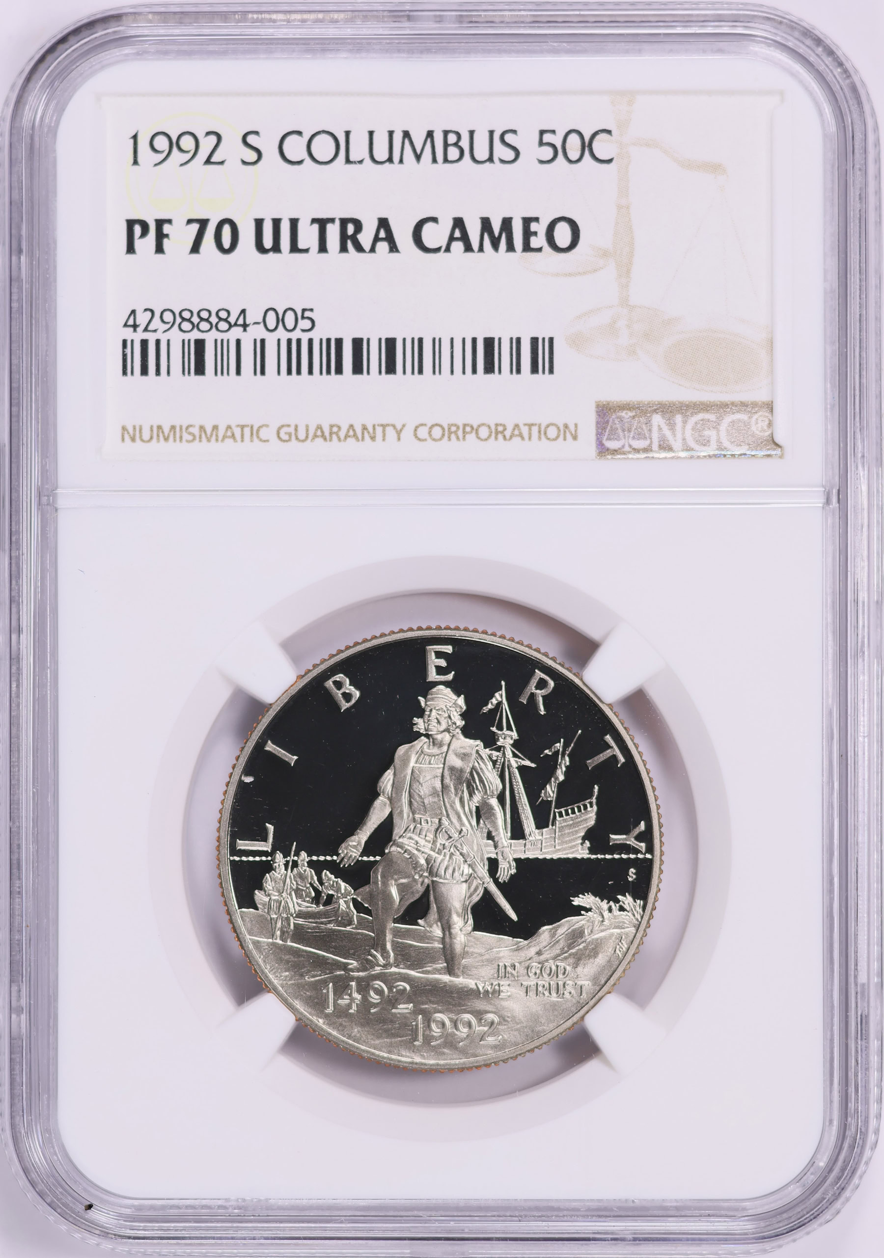 1992-S Christopher Columbus Quincentenary Clad Half Dollar NGC Proof-70 ...