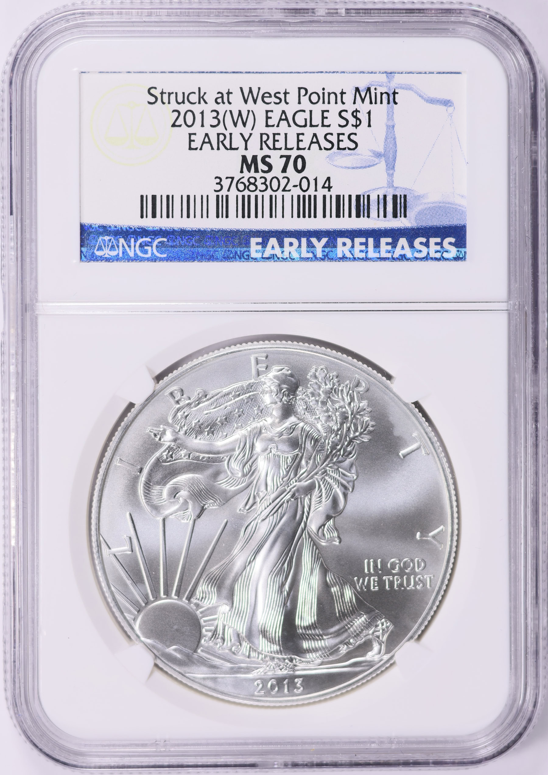2013-(W) $1 Silver Eagle Early Releases Struck at West Point NGC MS-70 (Item 1890391 ...