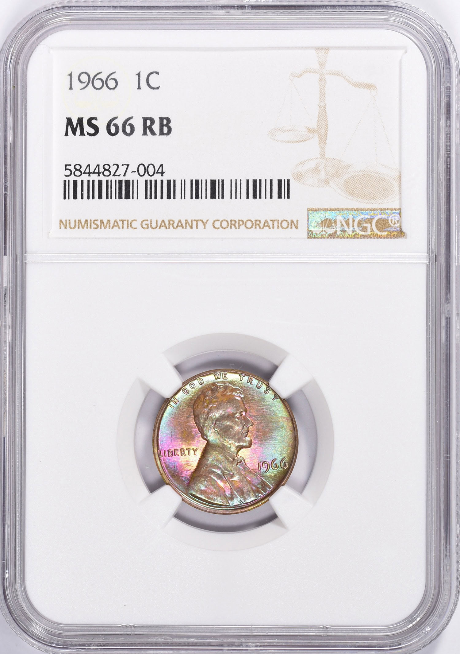1966 Lincoln Cent NGC MS-66 RB (Toned) (Item 1890412 ...
