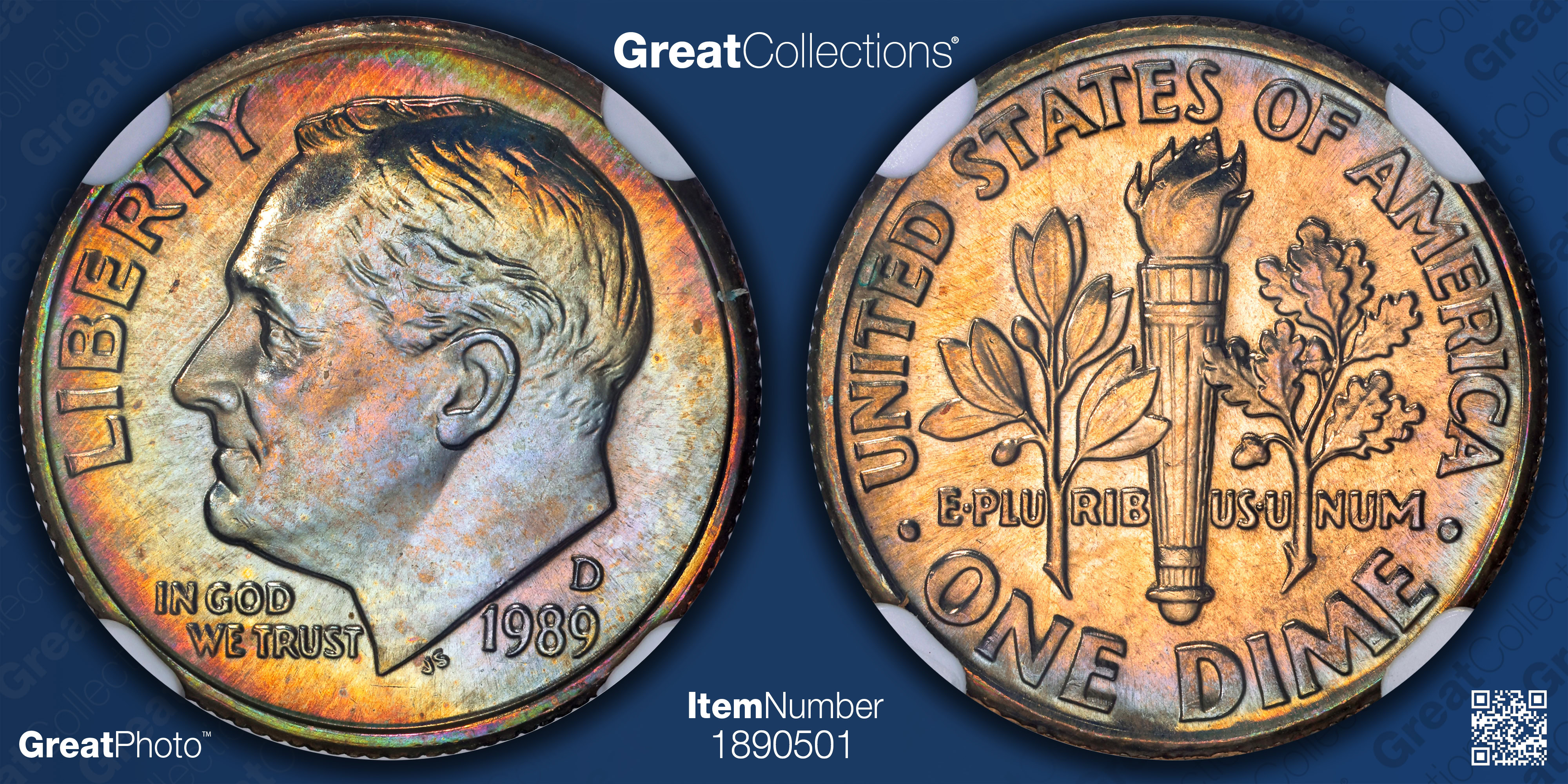 1989-D Roosevelt Dime NGC MS-67 (Toned) (Item 1890501 ...