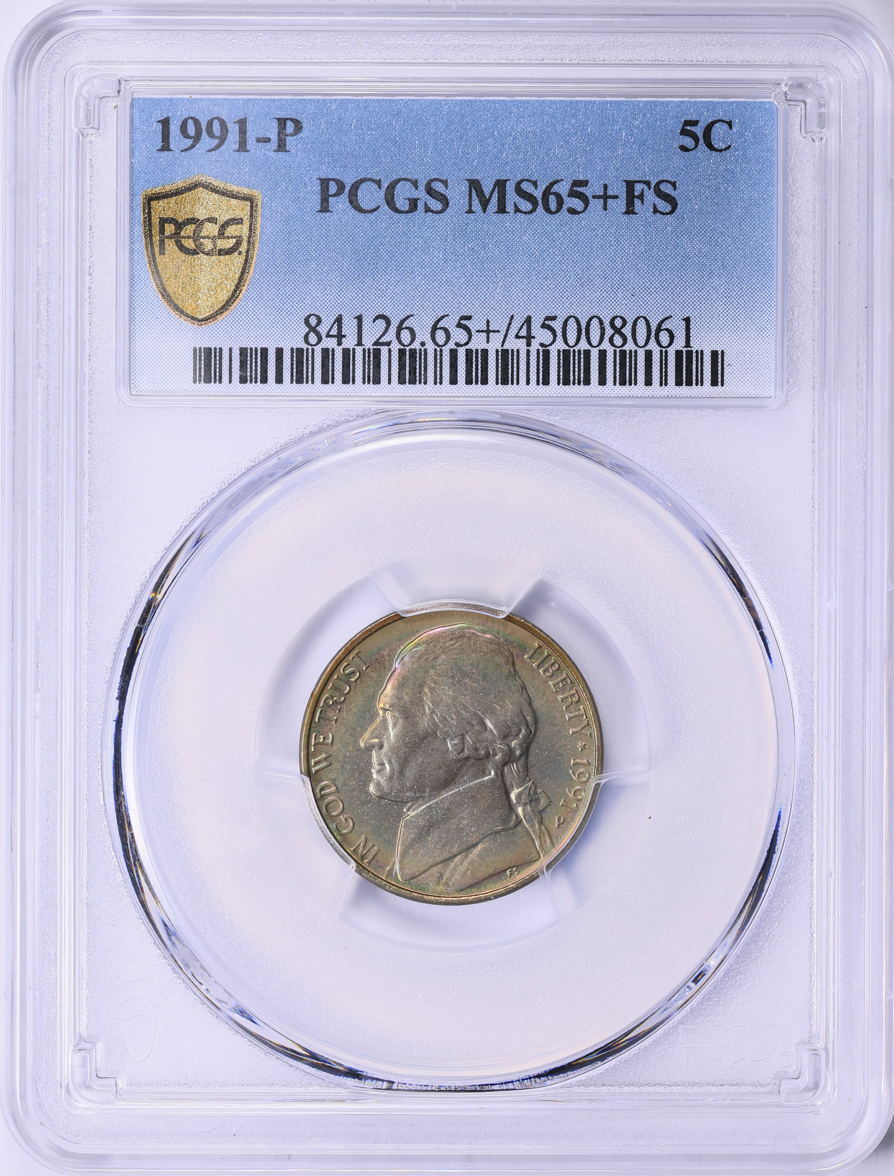 1991-P Jefferson Nickel PCGS MS-65+ FS (Toned) (Item 1890618 ...