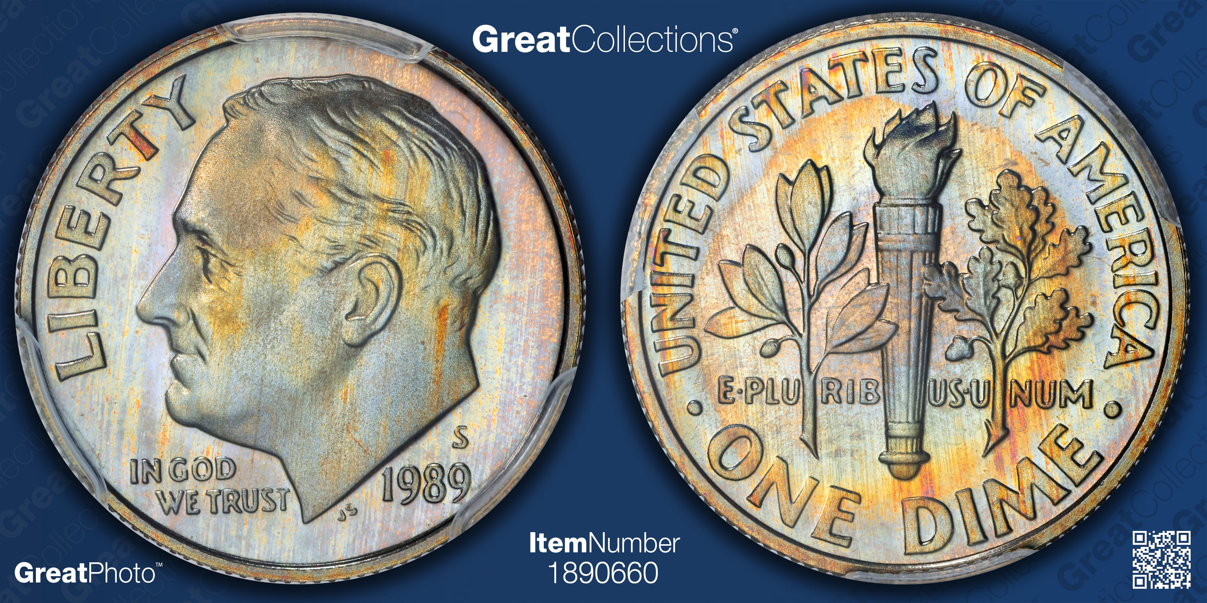 1989-S Roosevelt Dime PCGS Proof-68 CAMEO (Toned) (Item 1890660 ...