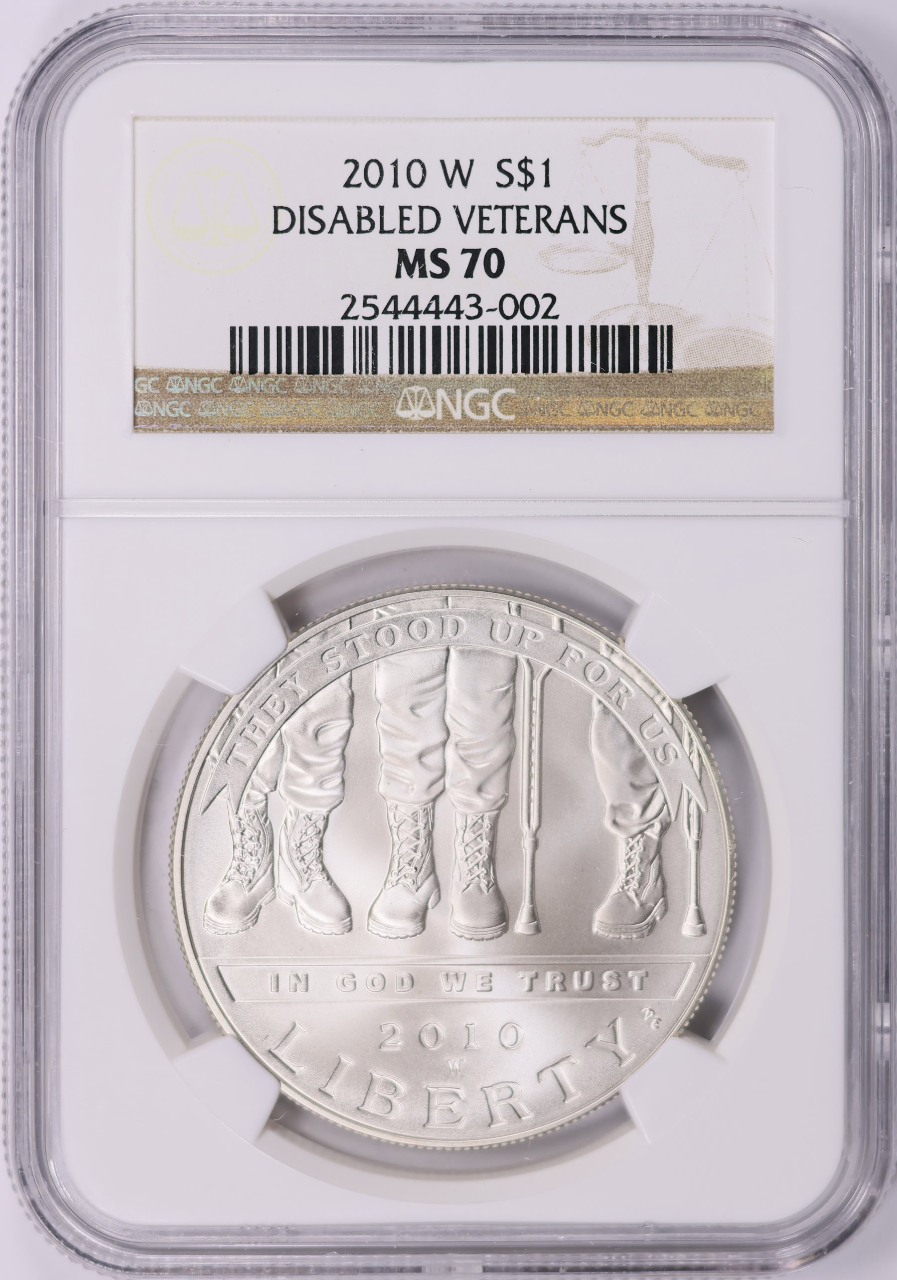 2010-W American Veterans Disabled for Life Silver Dollar NGC MS-70 ...