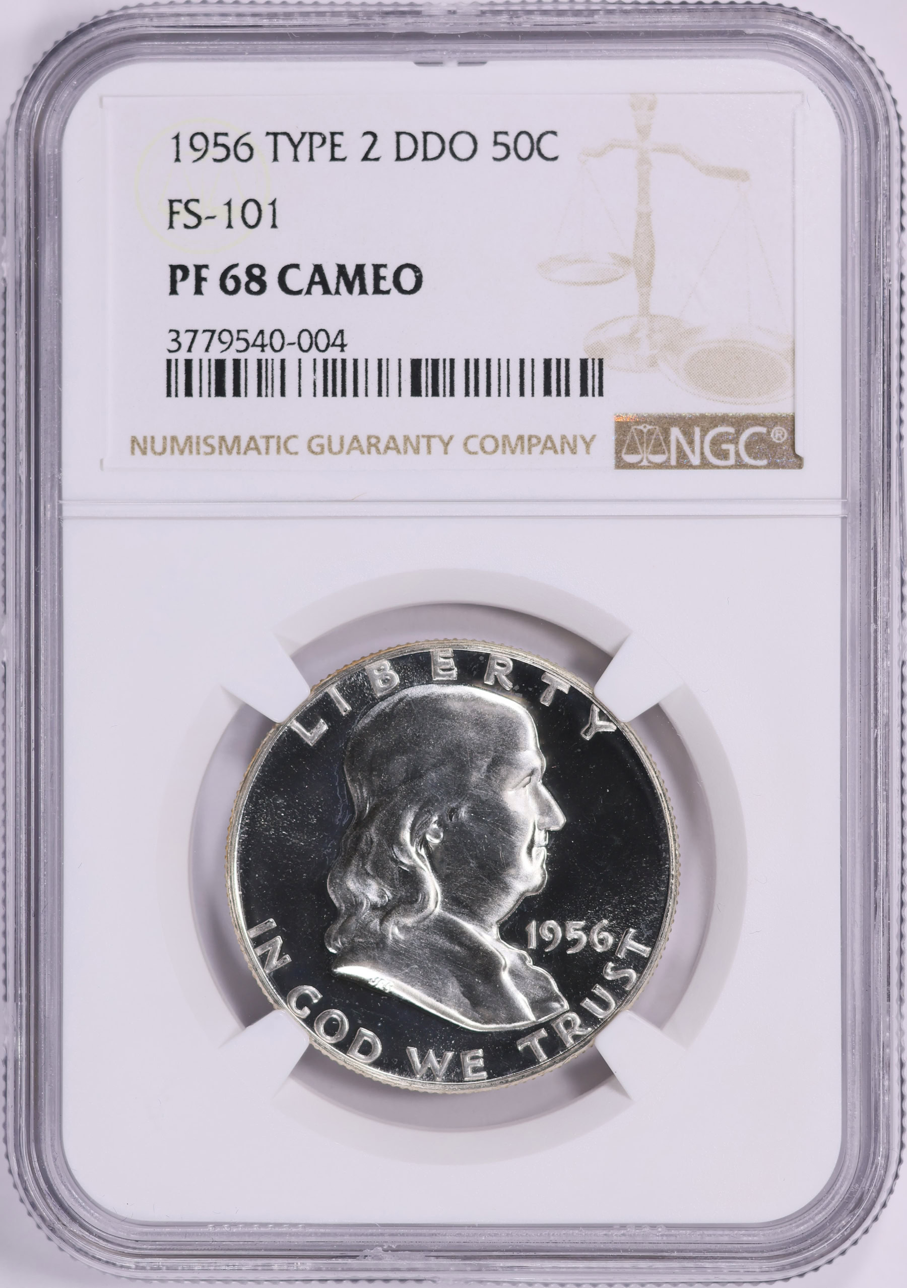 1956 Franklin Half Dollar Type 2, Doubled Die Obverse FS-101 NGC Proof-68 CAMEO (Item 1891272 ...
