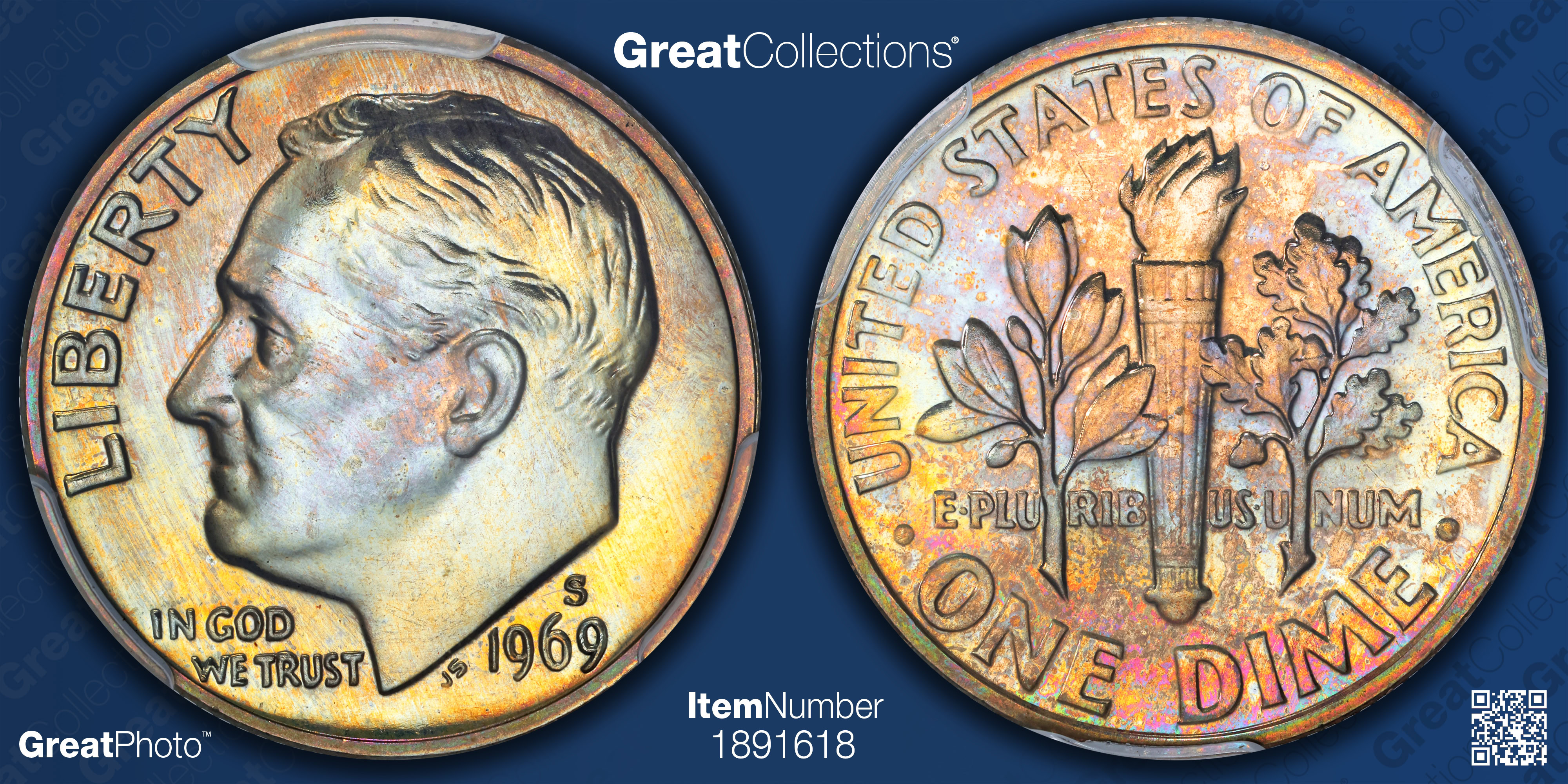 1969-S Roosevelt Dime PCGS Proof-68 (Toned) (Item 1891618 ...