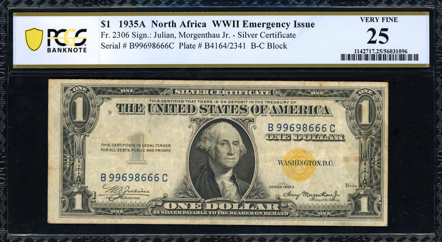 Fr. 2306 (BC Block) 1935A $1 N. Africa WWII Emergency Issue Note Julian ...