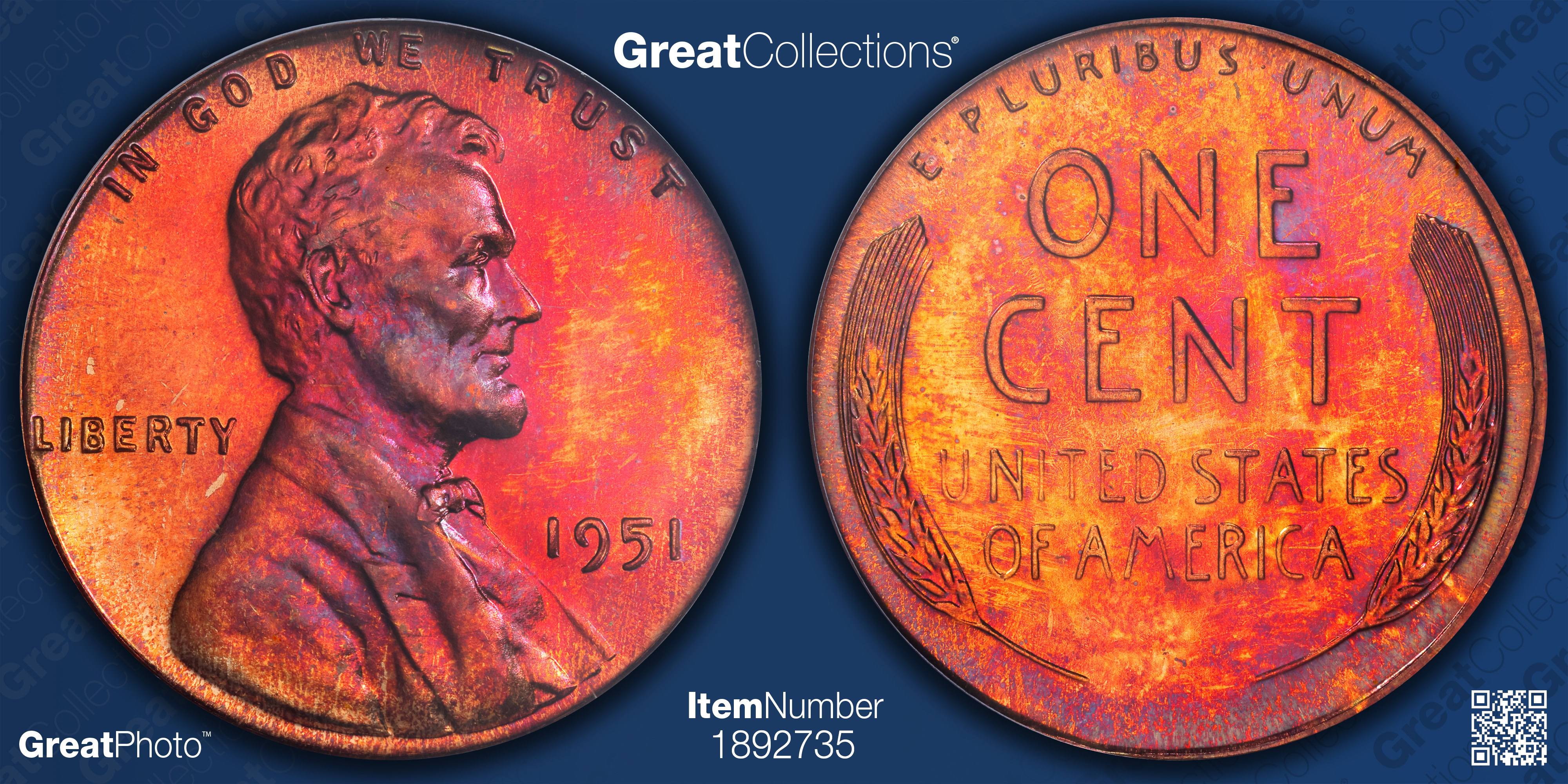 1951 Lincoln Cent PCGS Proof-64 RB (Toned) (Item 1892735 ...