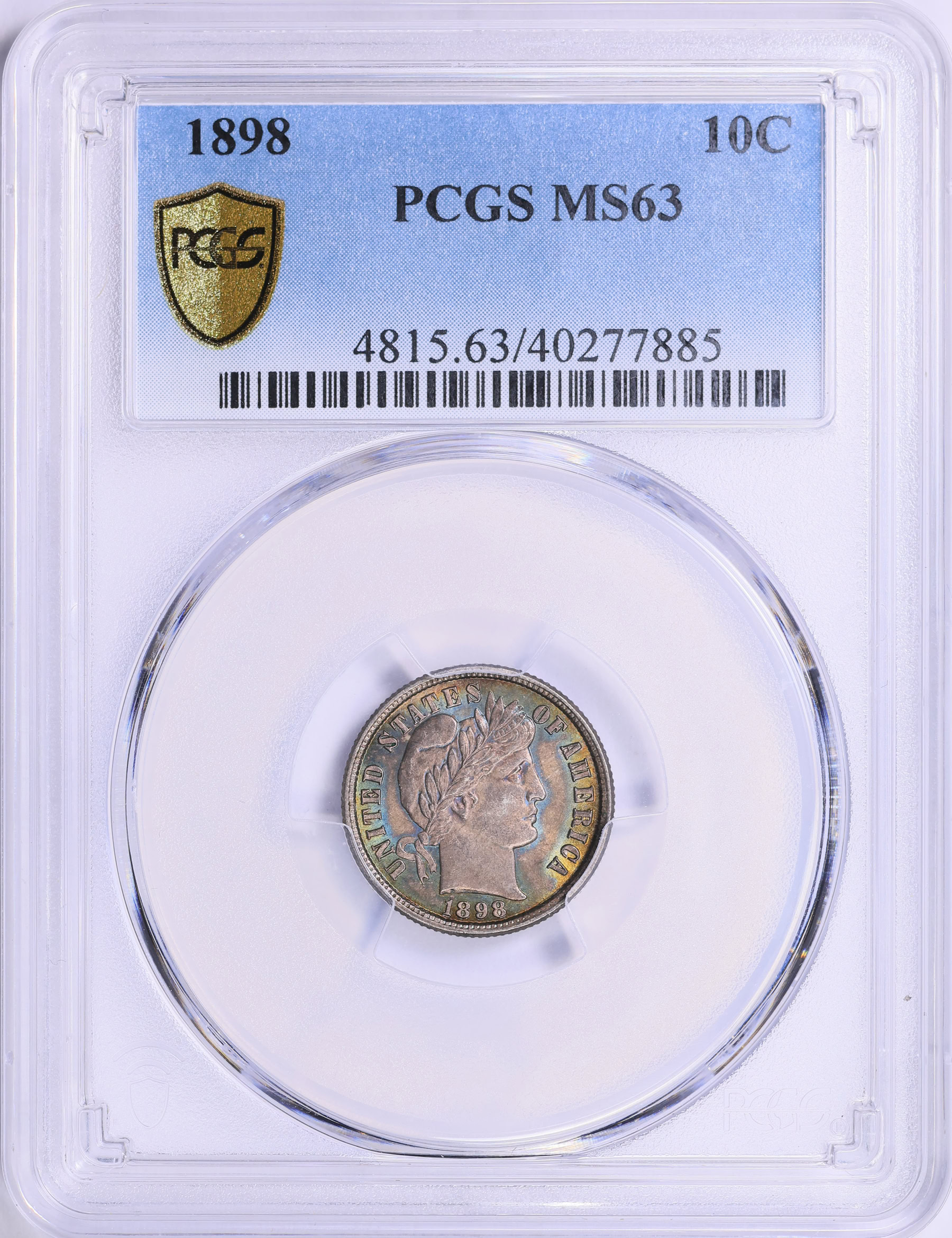 1898 Barber Dime PCGS MS-63 (Toned) (Item 1892884) | GreatCollections ...