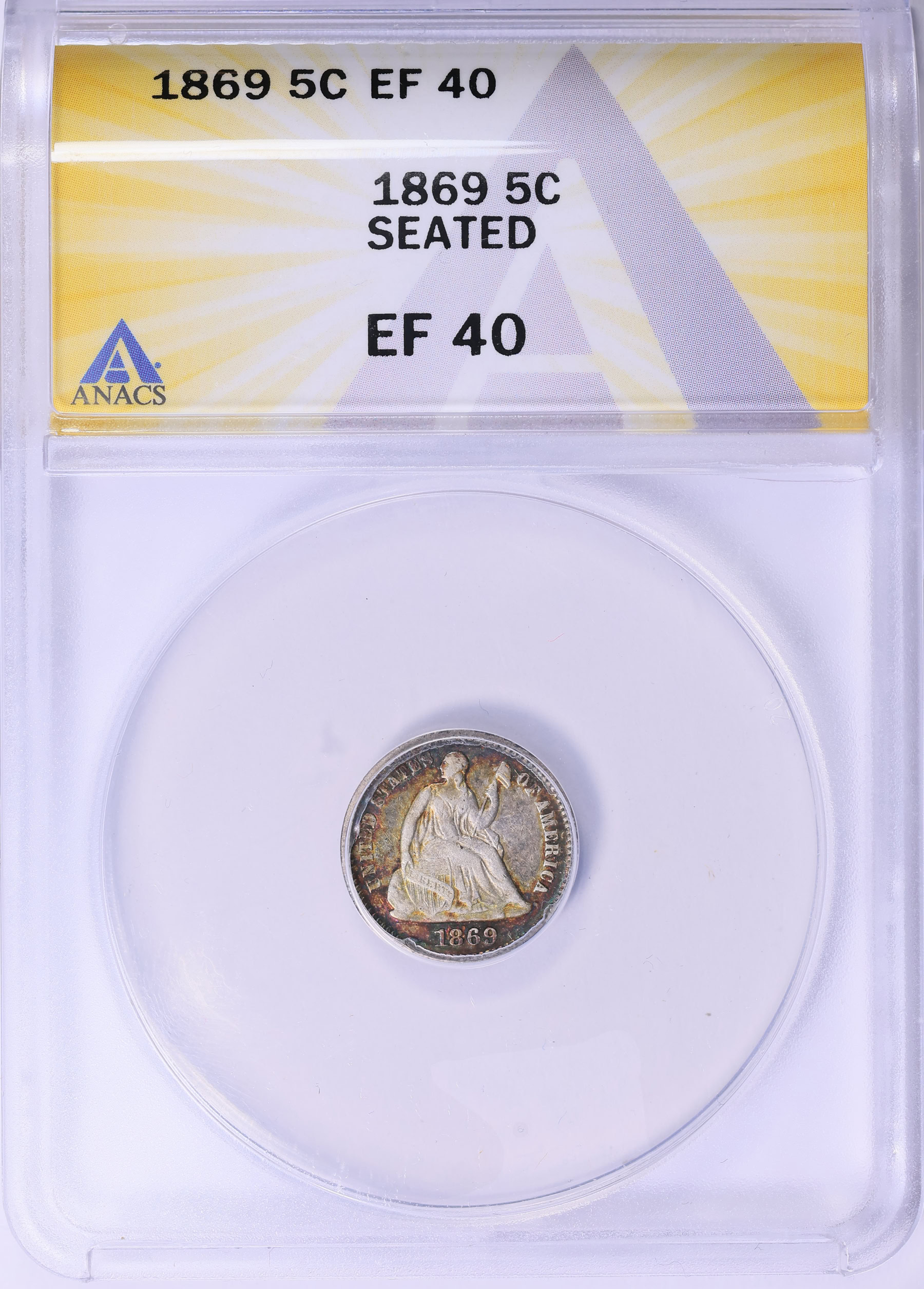 1869 Seated Liberty Half Dime ANACS XF-40 (Toned) (Item 1893169 ...