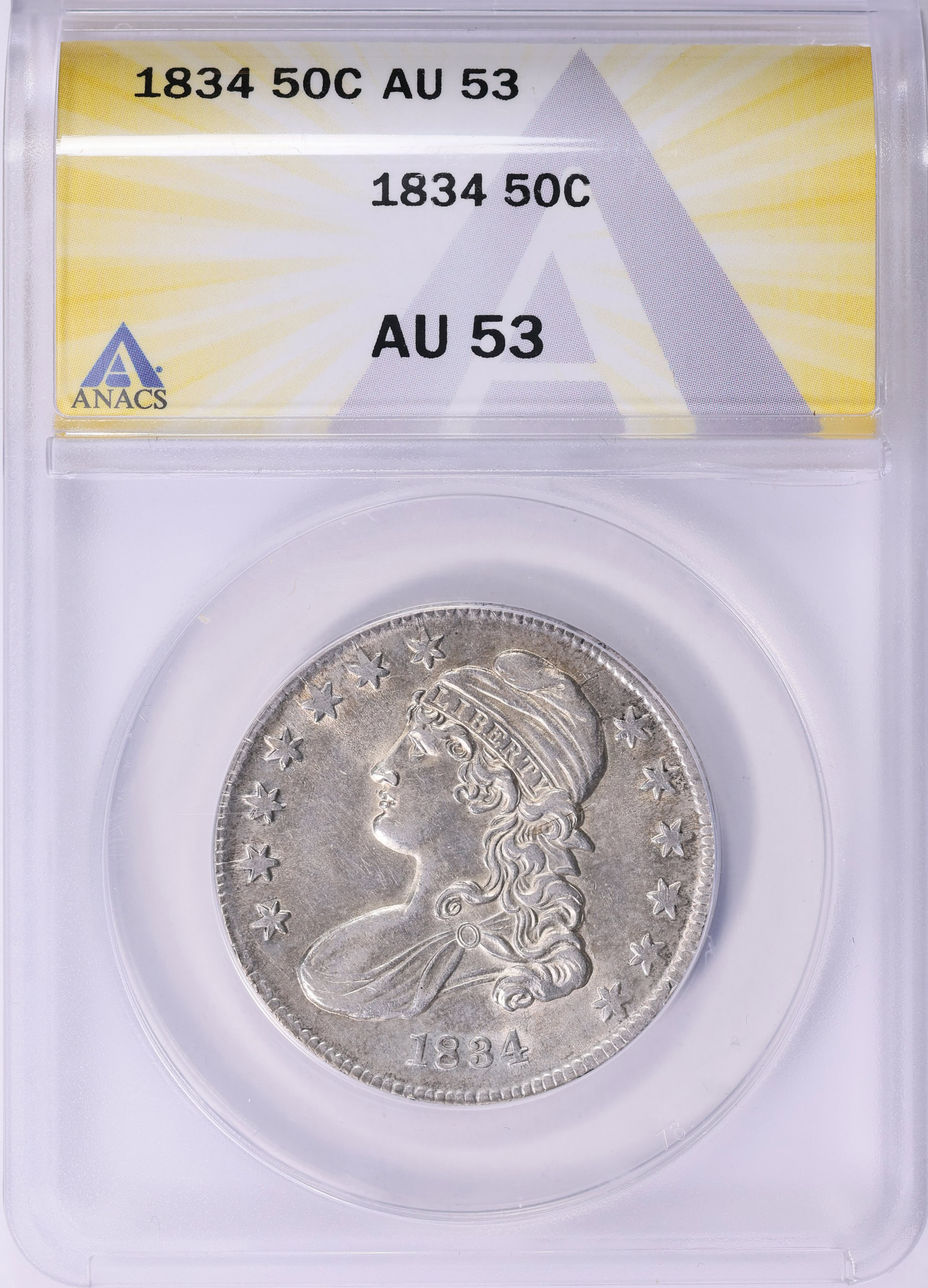 1834 Capped Bust Half Dollar ANACS AU-53 (Item 1893224) | GreatCollections Coin Auctions