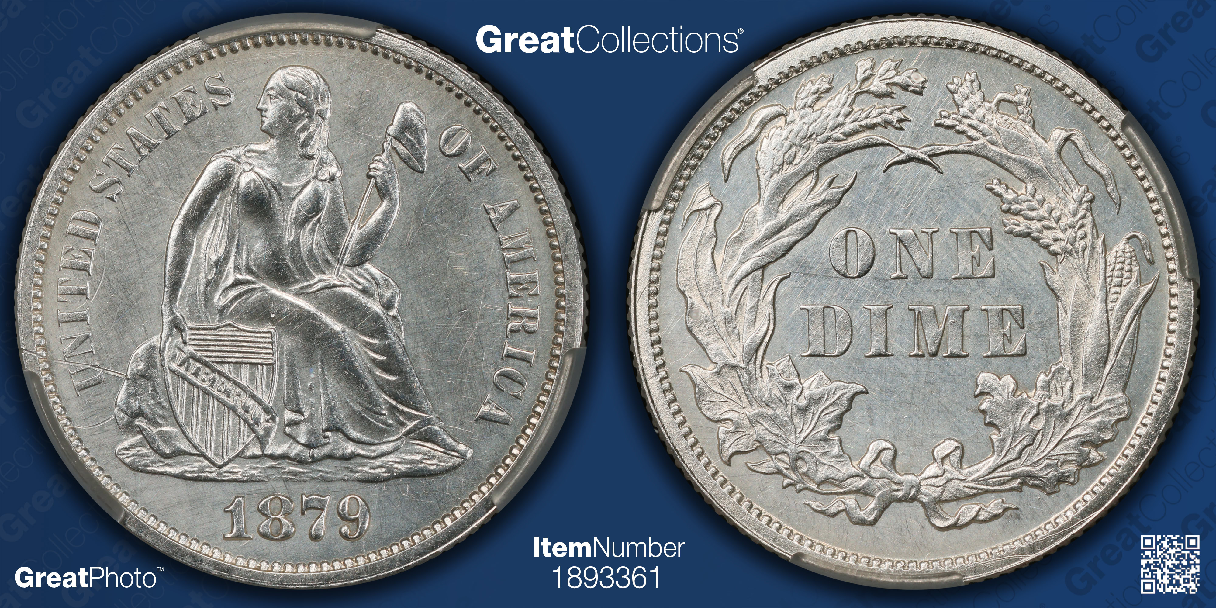 1879 Seated Liberty Dime CACG Proof Details (Item 1893361 ...