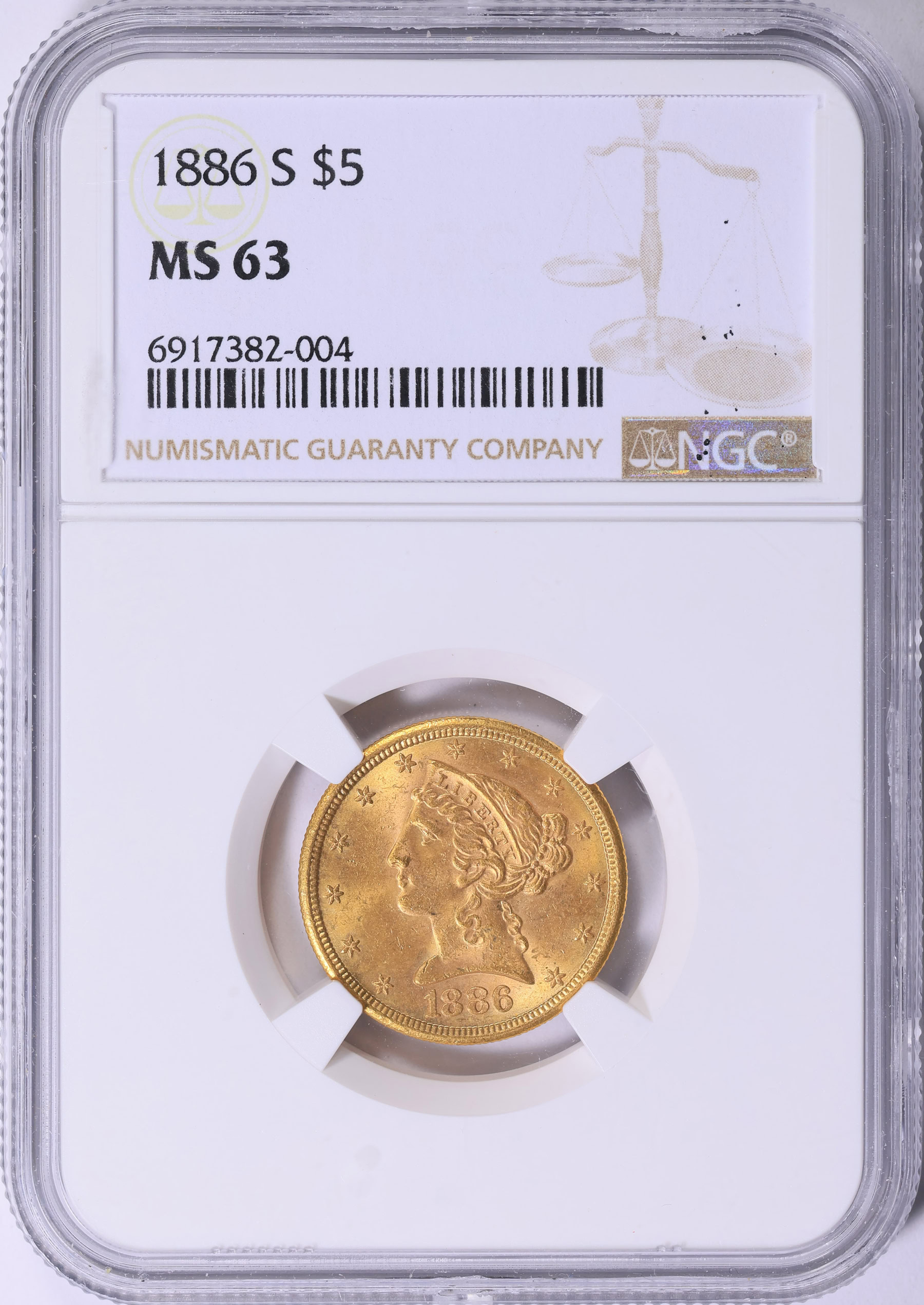 1886-S Liberty Gold Half Eagle NGC MS-63 (Item 1893442 ...