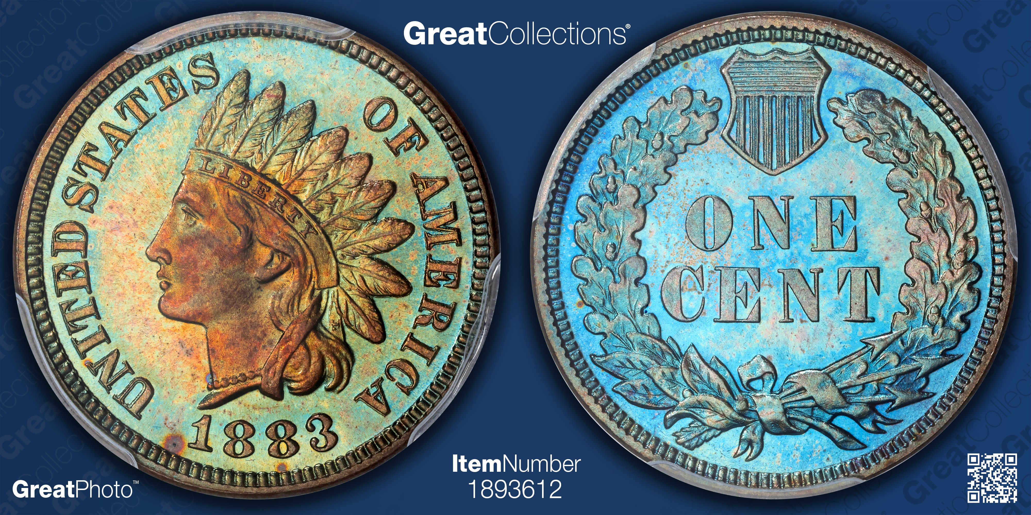 1883 Indian Cent PCGS Proof-66 BN (Toned) (Item 1893612 ...