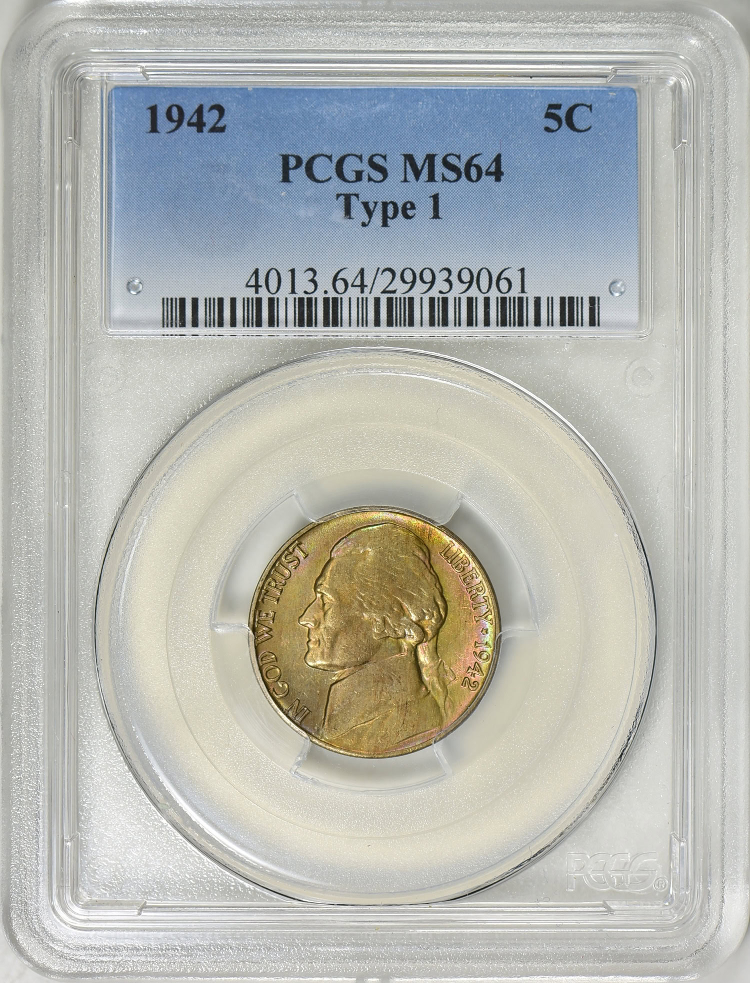 1942 Jefferson Nickel Type 1 PCGS MS-64 (Toned) (Item 1893664 ...