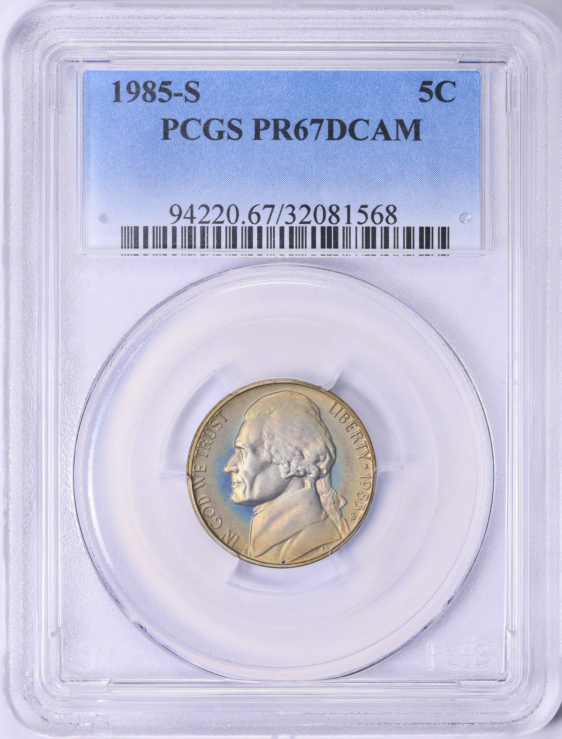 1985-S Jefferson Nickel PCGS Proof-67 DCAM (Toned) (Item 1893684 ...