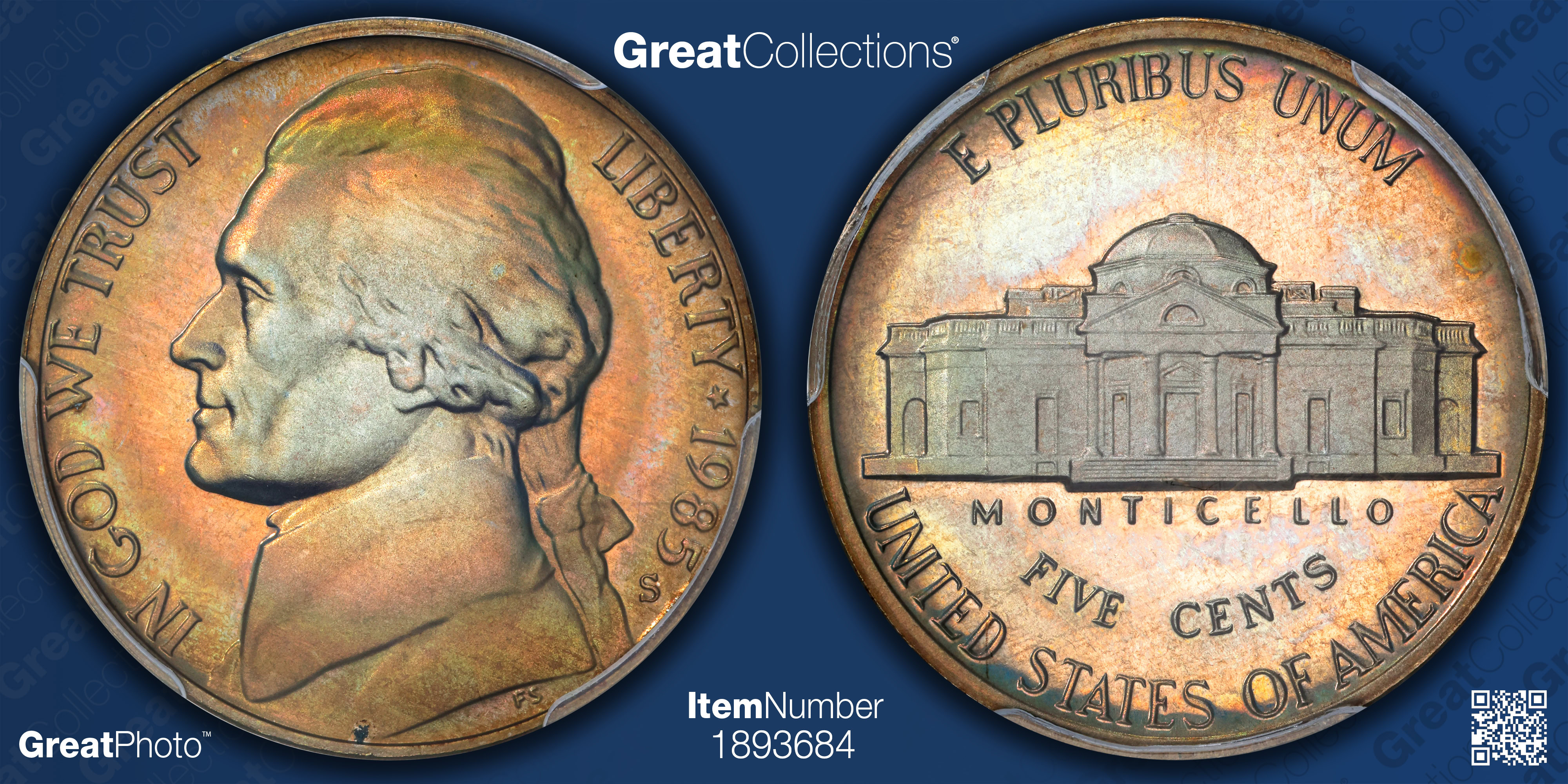 1985-S Jefferson Nickel PCGS Proof-67 DCAM (Toned) (Item 1893684 ...