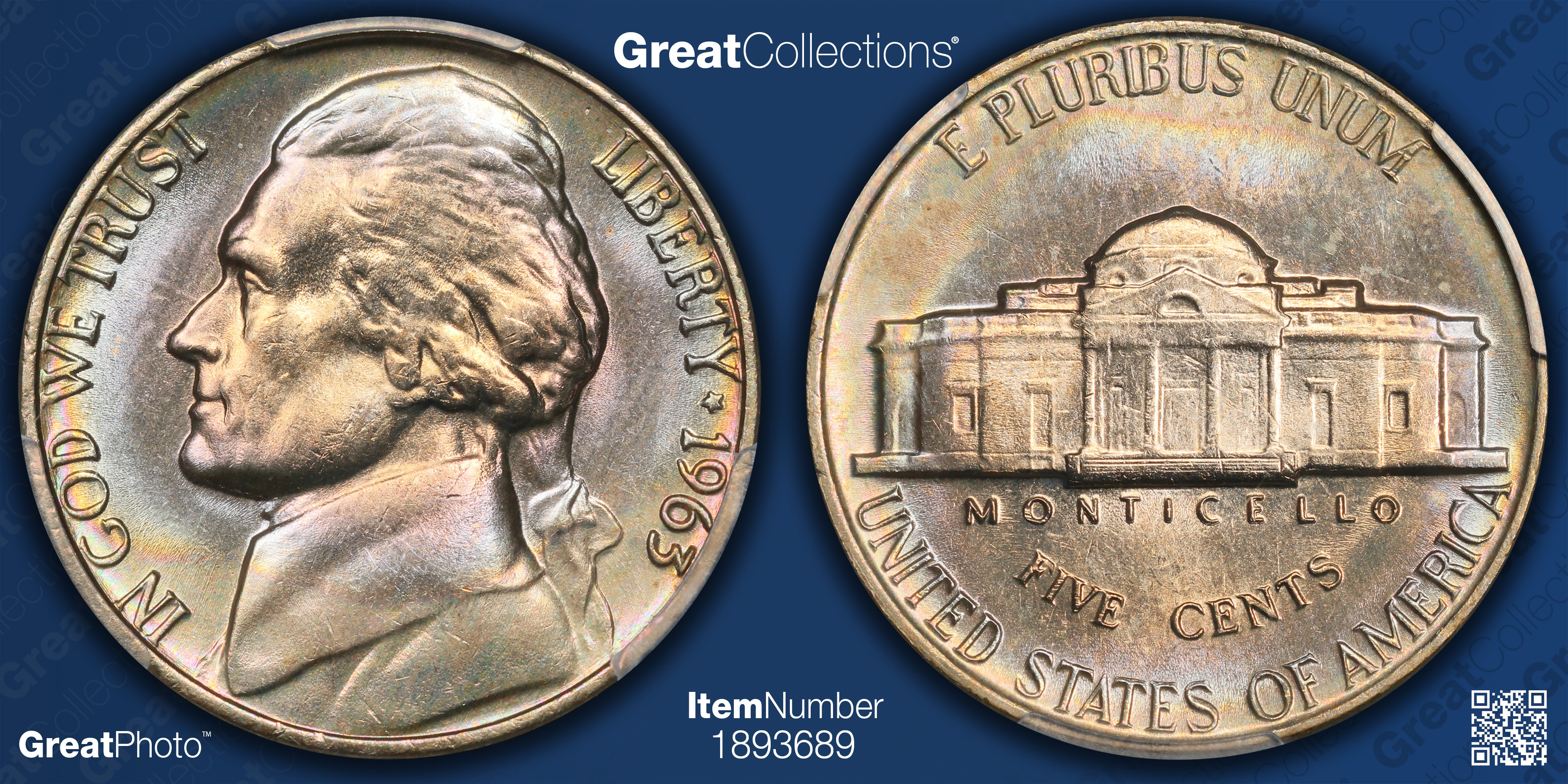 1963 Jefferson Nickel PCGS MS-66 (QA) (Toned) (Item 1893689 ...