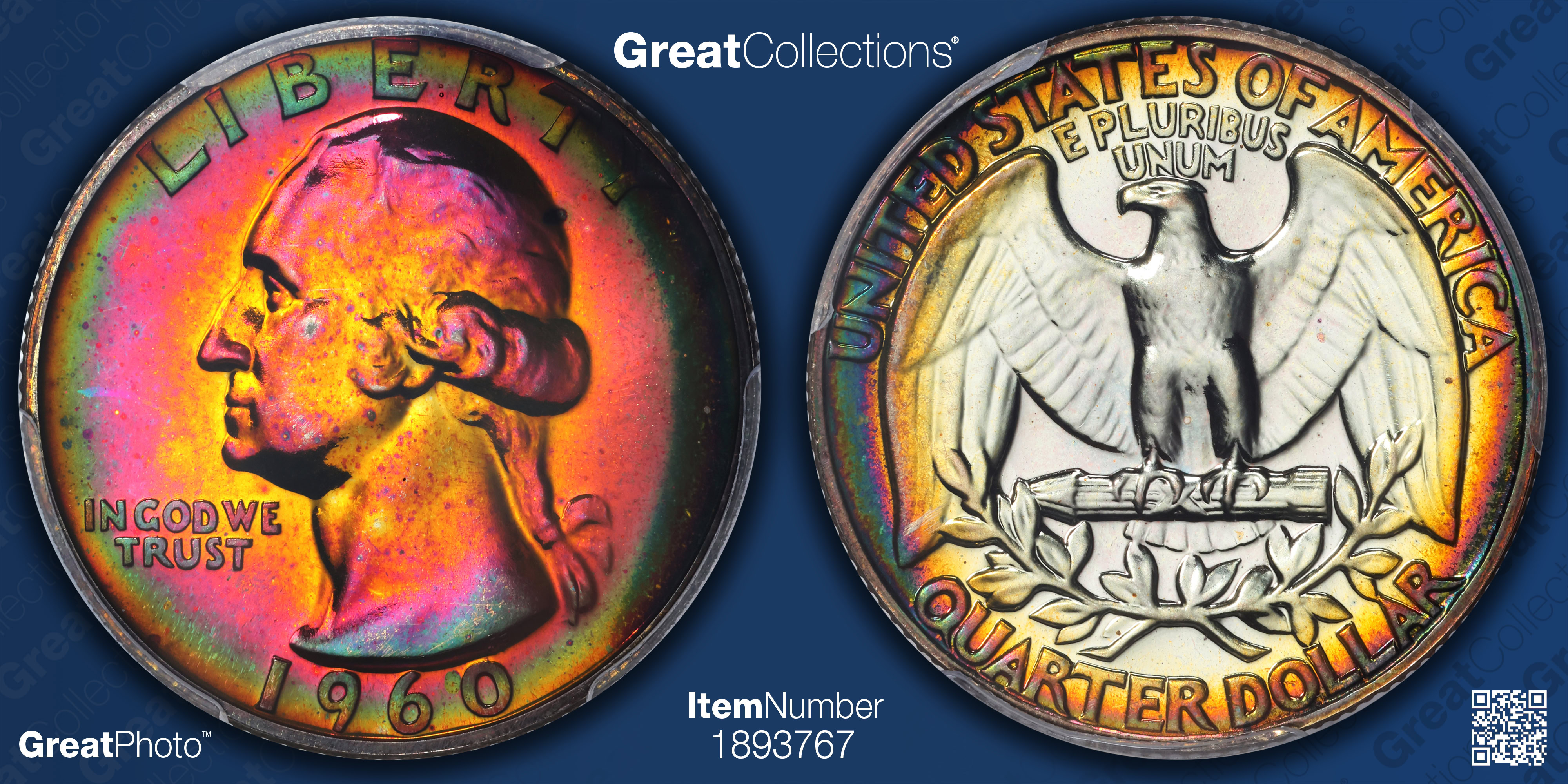 1960 Washington Quarter PCGS Proof-67 (Toned) (Item 1893767 ...