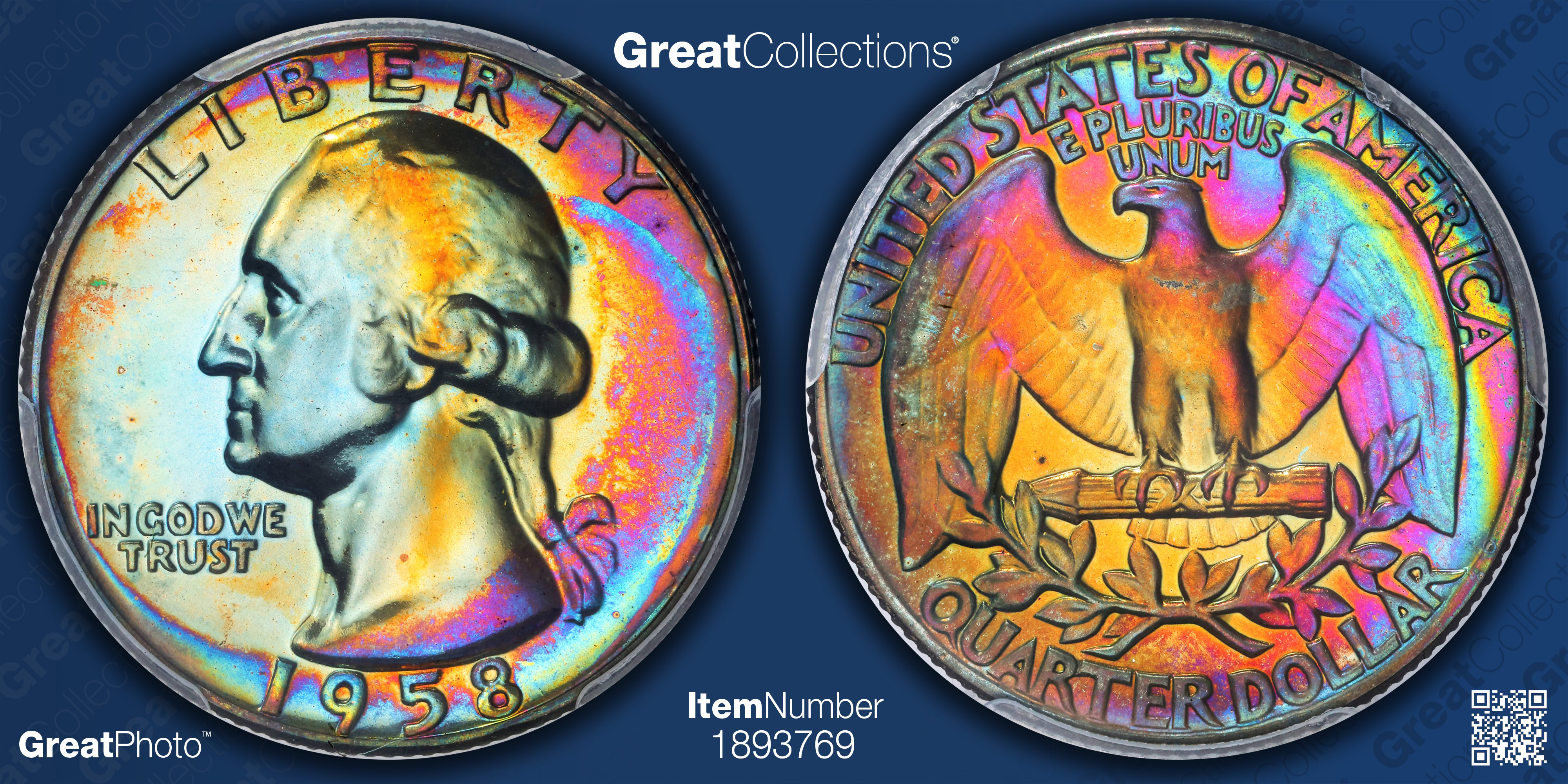1958 Washington Quarter PCGS Proof-67 (Toned) (Item 1893769 ...