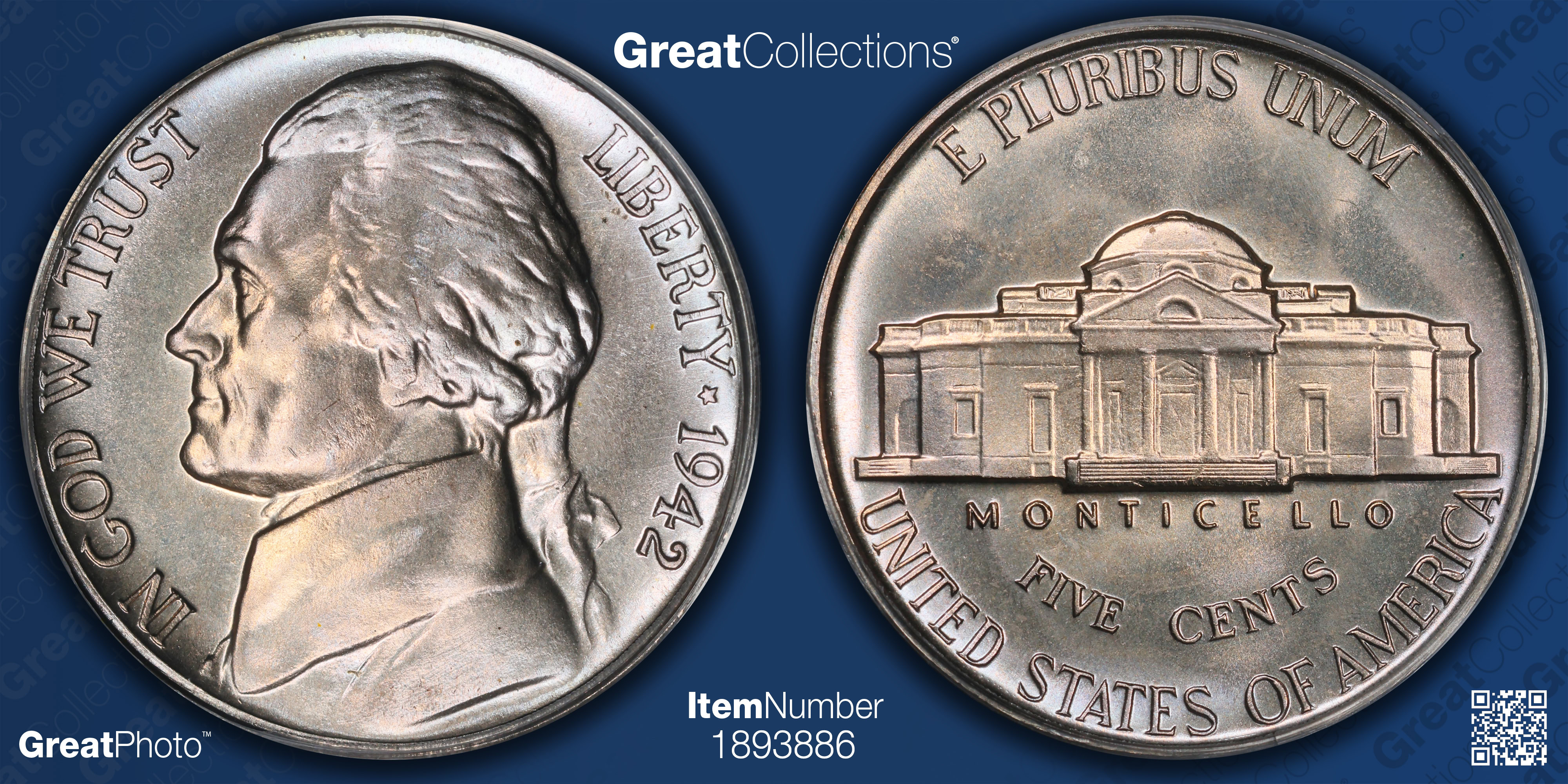 1942 Jefferson Nickel Type 1 PCGS Proof-66 (Toned) (Item 1893886 ...