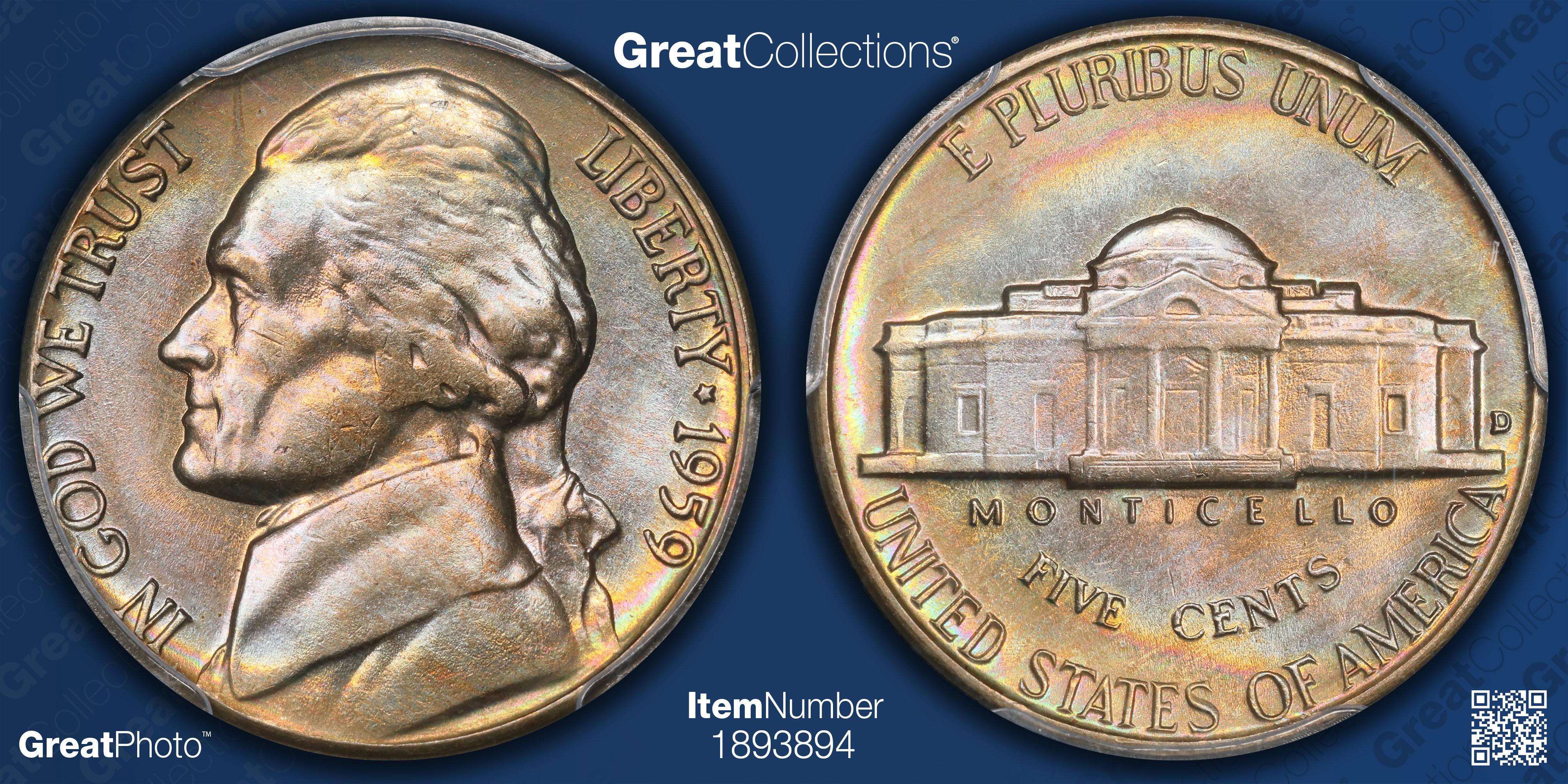 1959-D Jefferson Nickel PCGS MS-65 (Toned) (Item 1893894 ...