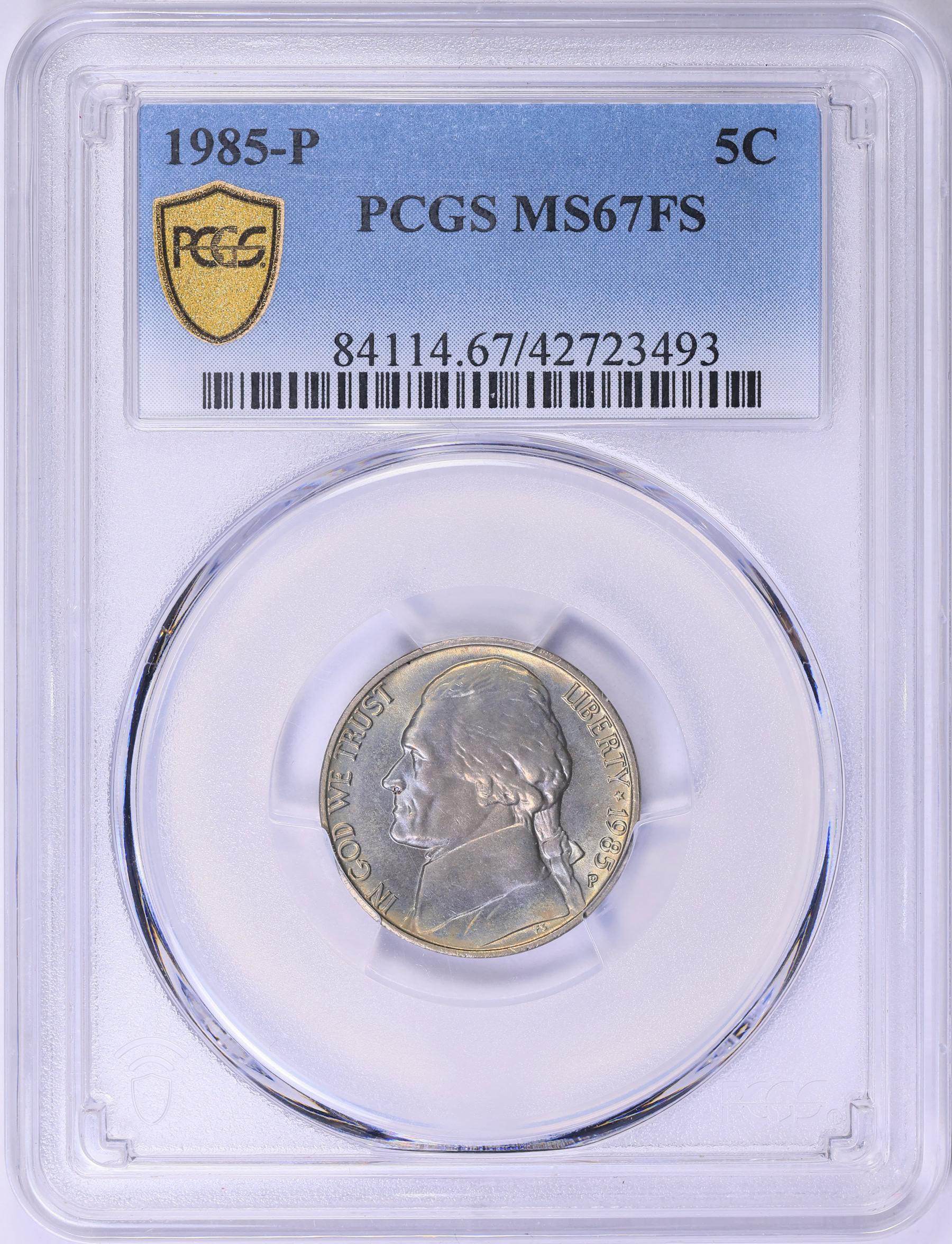 1985-P Jefferson Nickel PCGS MS-67 FS (Toned) (Item 1893967 ...