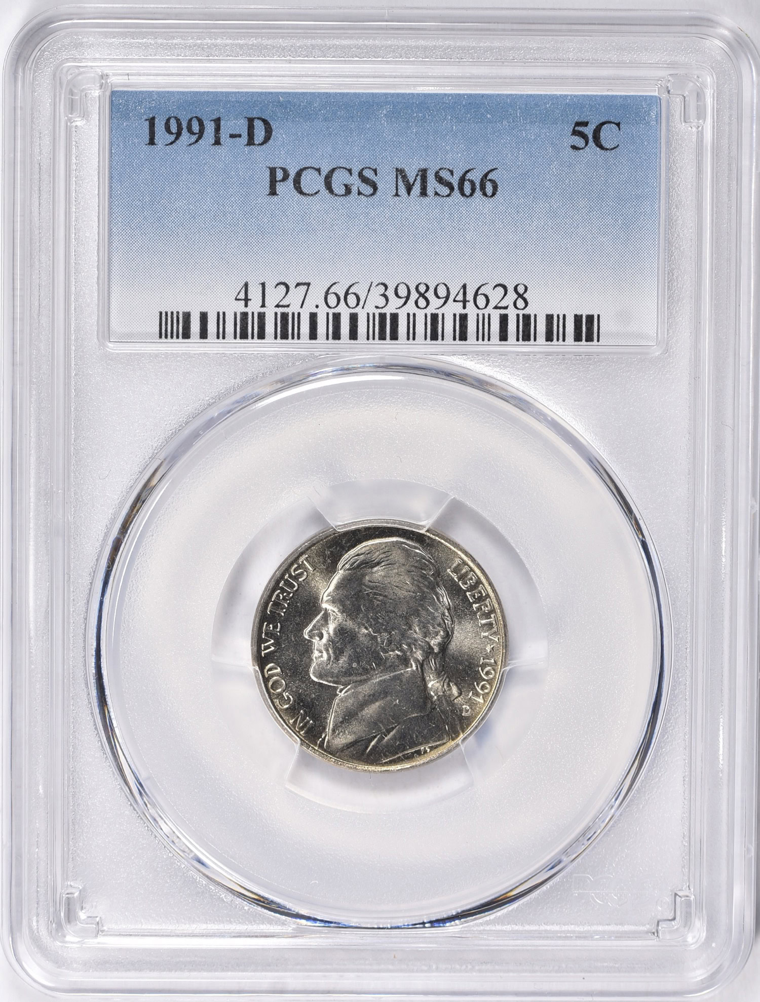 1991-D Jefferson Nickel PCGS MS-66 (Item 1894020) | GreatCollections ...