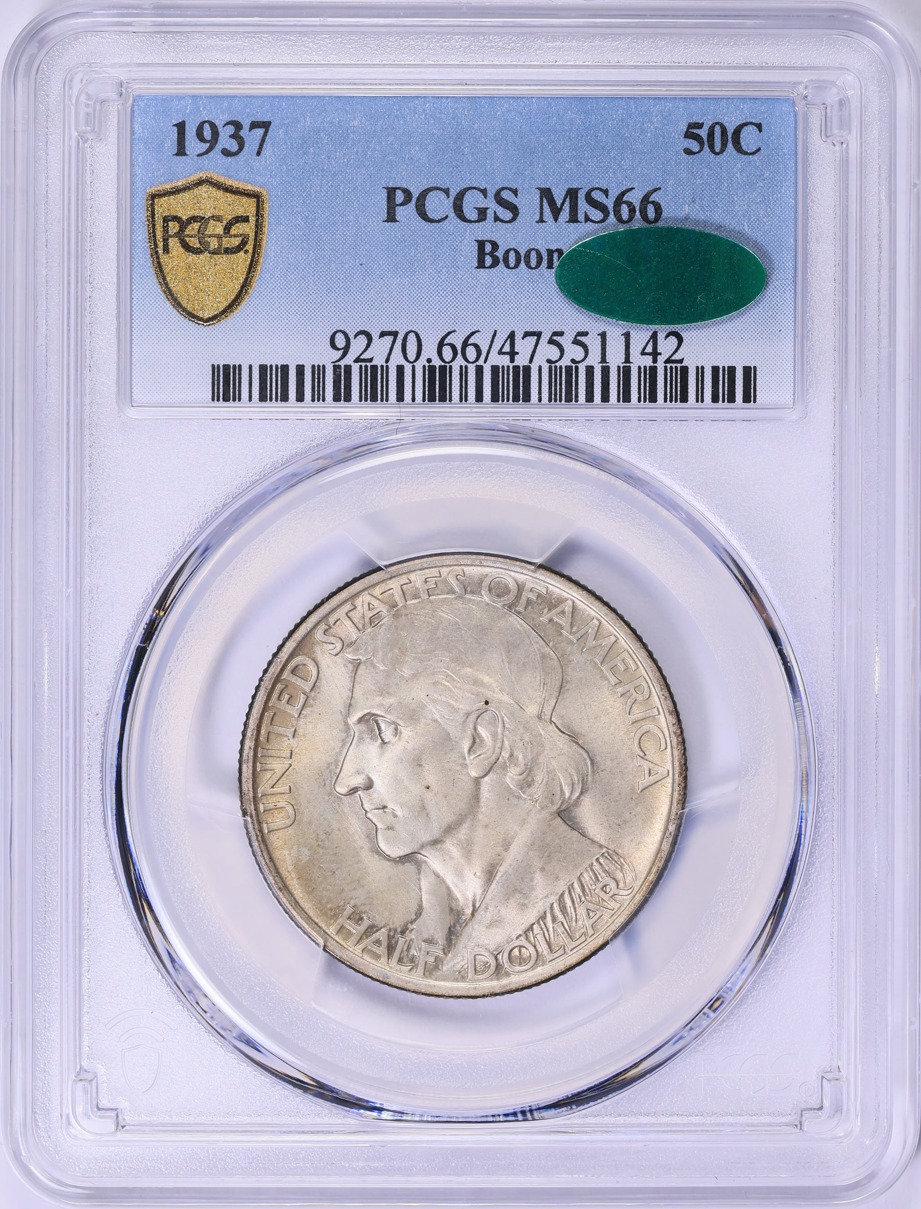 1937 Daniel Boone Bicentennial Half Dollar PCGS MS-66 (CAC Green ...