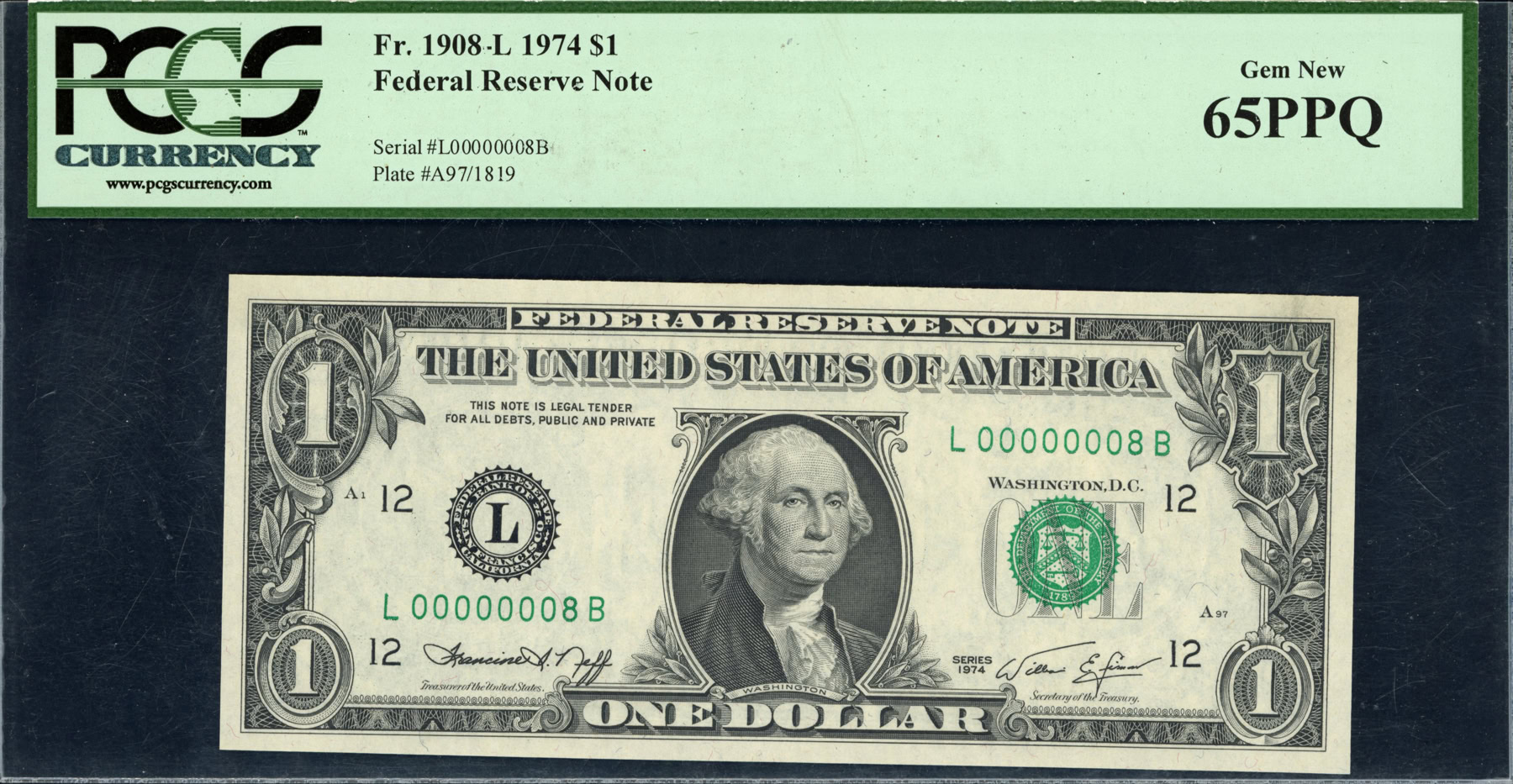 Fr. 1908-L (LB Block) 1974 $1 San Francisco Federal Reserve Note ...