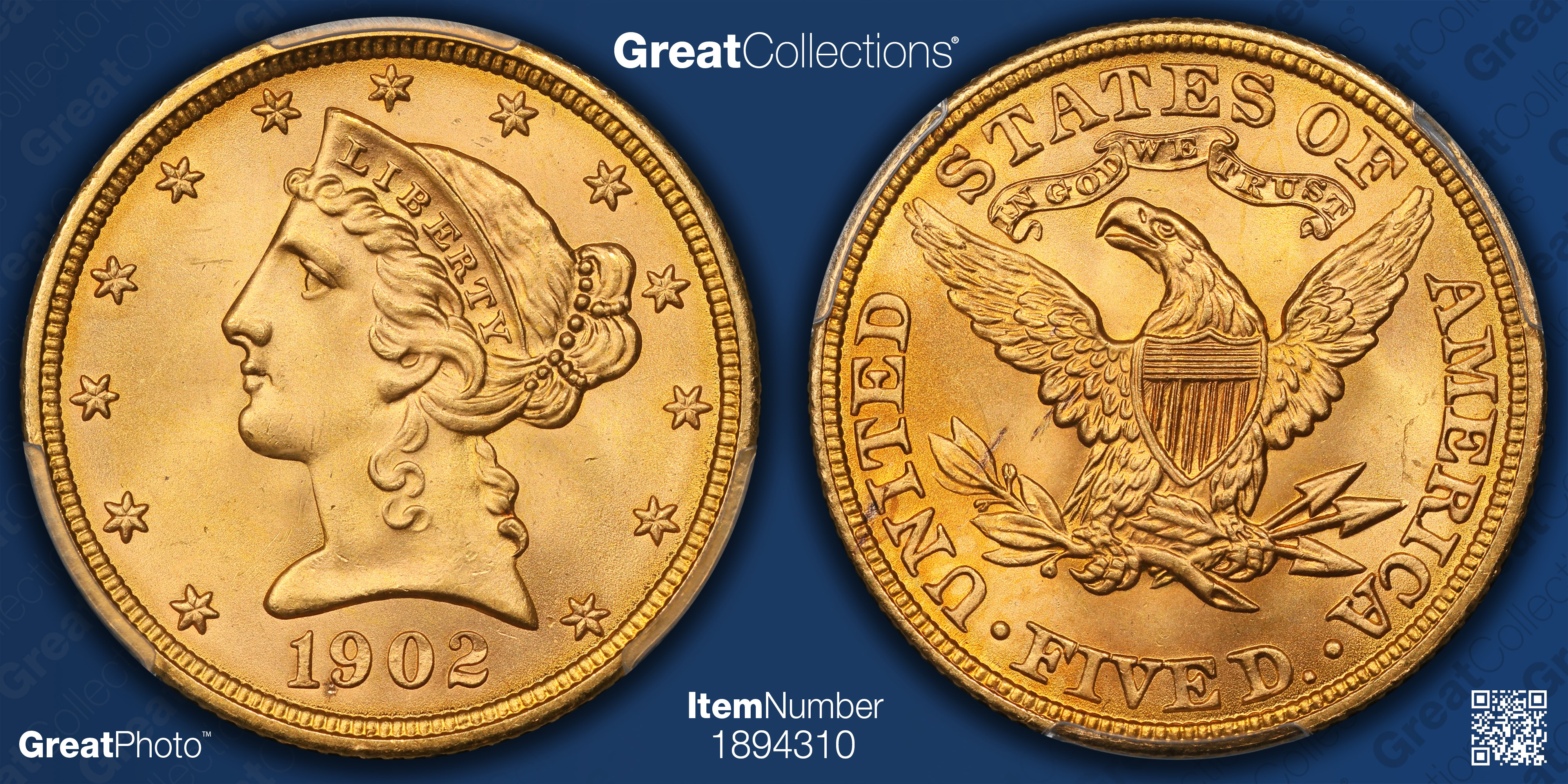 1902 Liberty Gold Half Eagle PCGS MS-66+ (CAC Green) (Item 1894310 ...