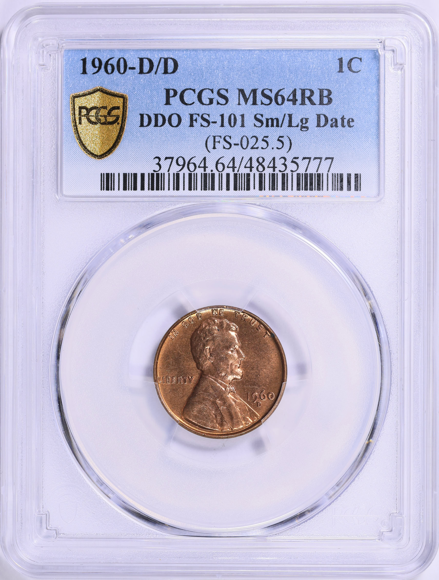 1960-D/D Lincoln Cent Small/Large Date DDO FS-101 (FS-025.5) PCGS MS-64 ...